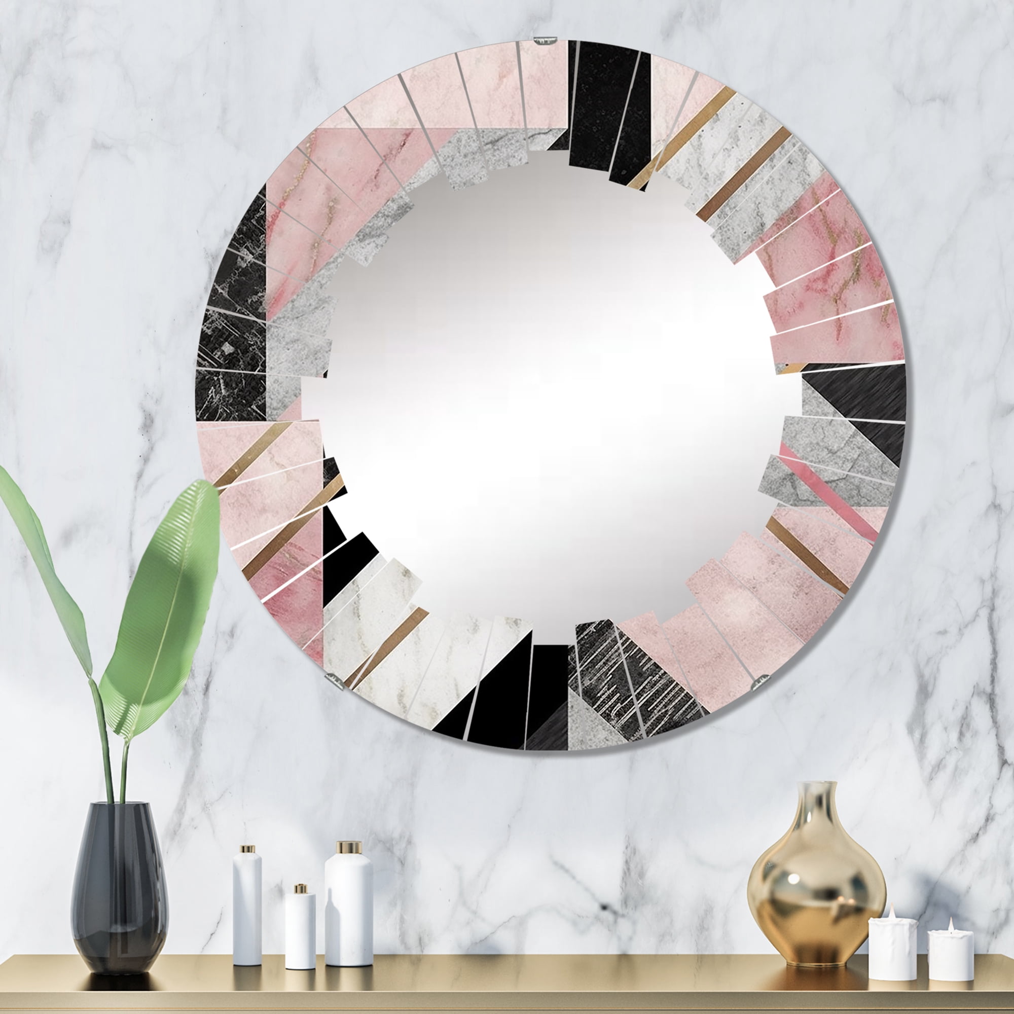 Designart "Marble Granite Agate with Gold Accents XIV" Modern Geometric ...