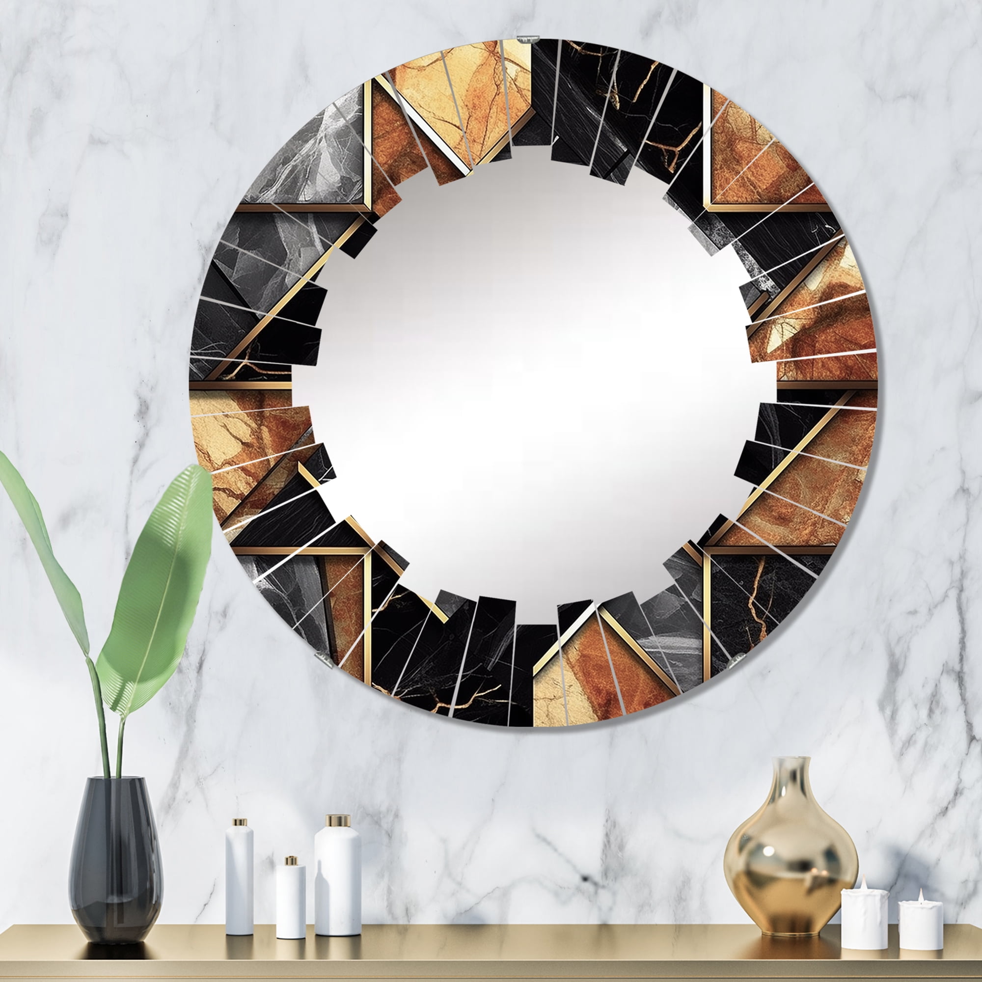 Designart "Marble Granite Agate with Gold Accents XVII" Modern ...