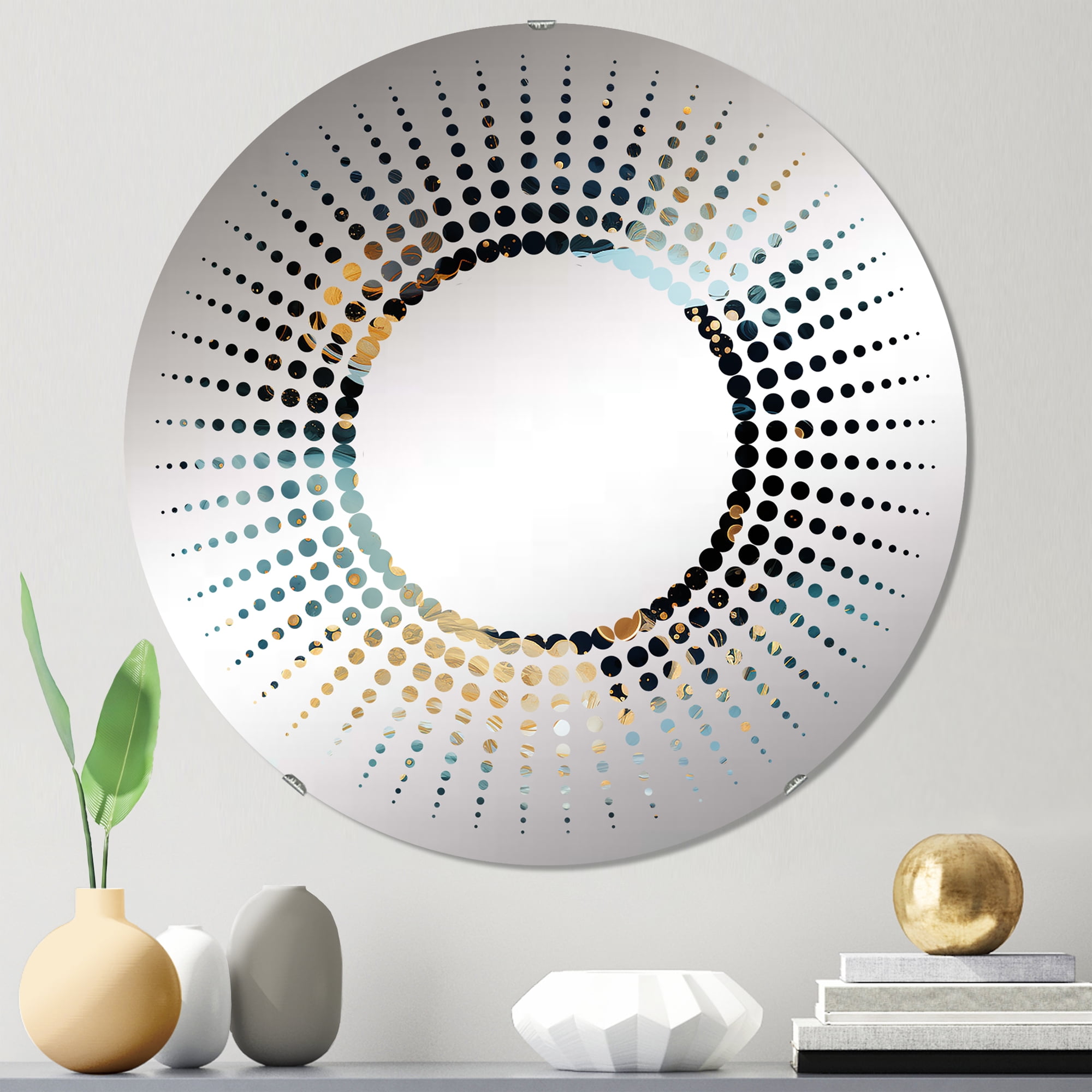 Designart "Marbled Dream of Gold and Teal Galactic Wonder" Marble ...