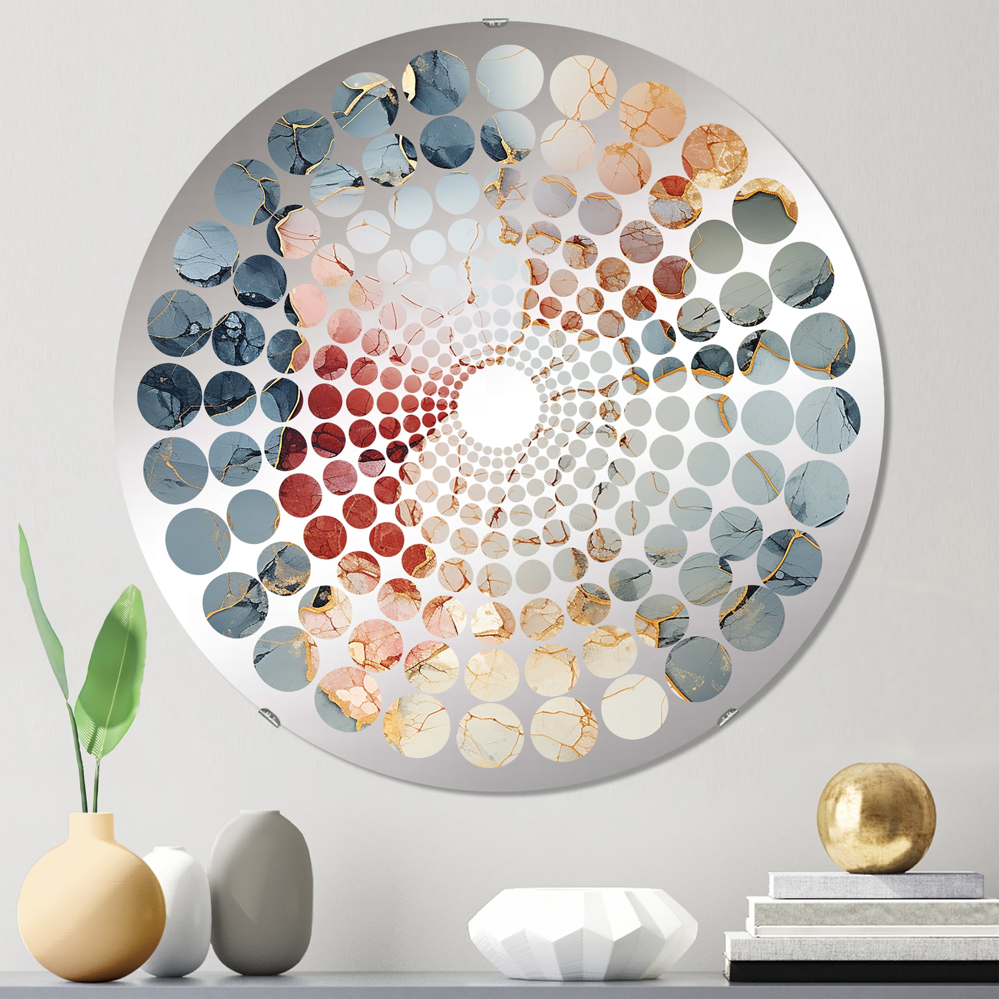 Designart "Marbled Nature in an Urban Setting" Marble Radial Dot Round ...