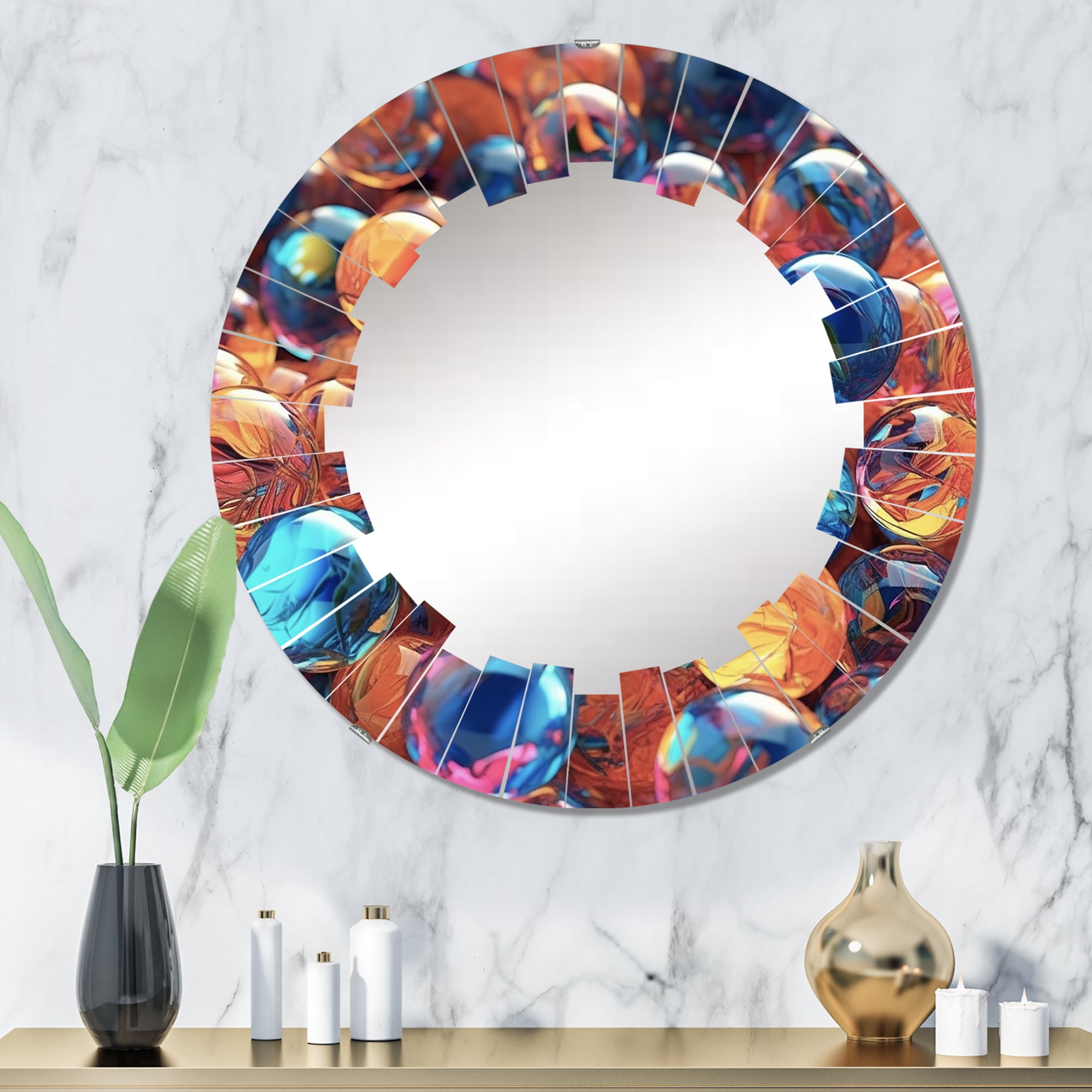 Designart "Marbles with Mystical Essence III" Abstract Shapes Round ...