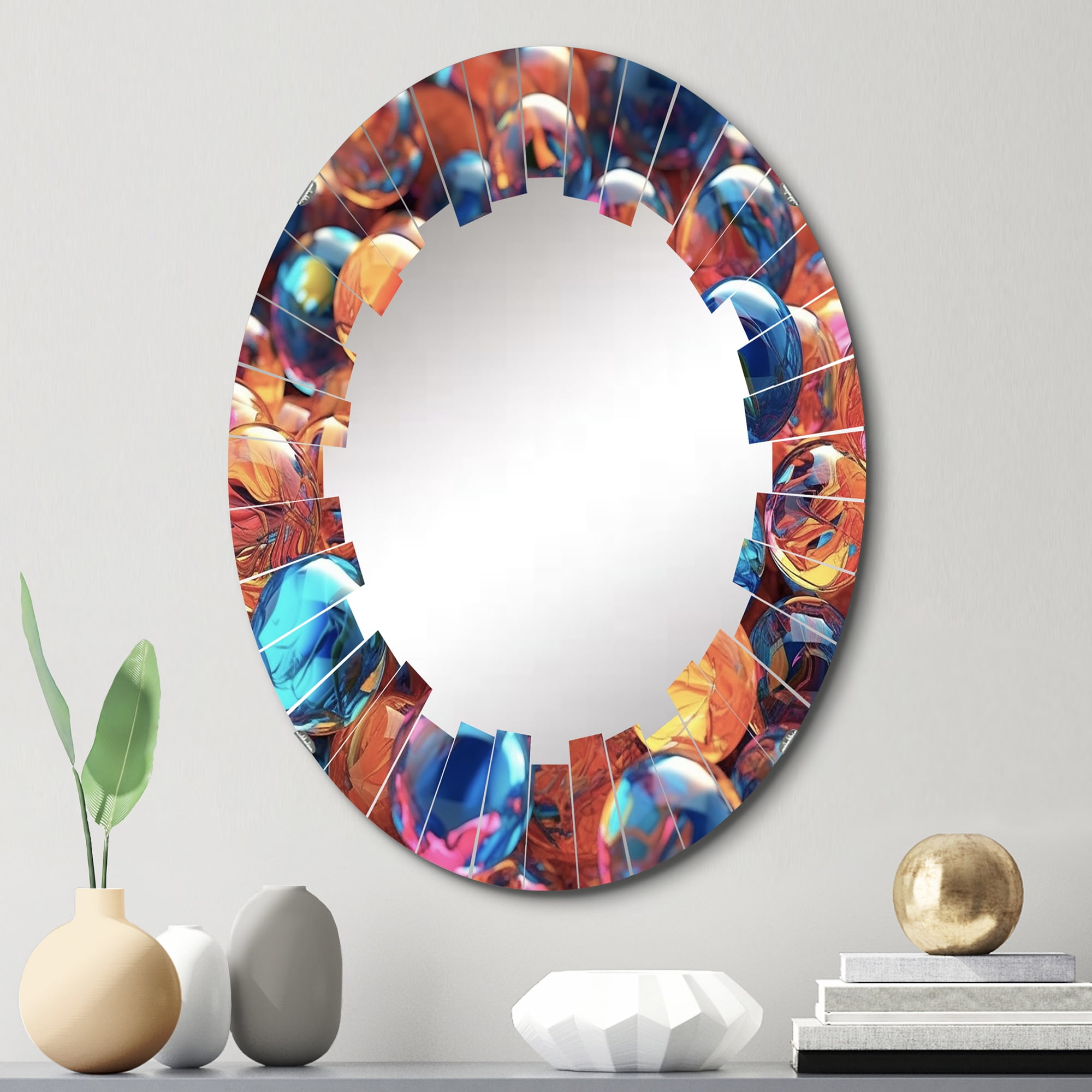 Designart "Marbles with Mystical Essence III" Abstract Shapes Round ...
