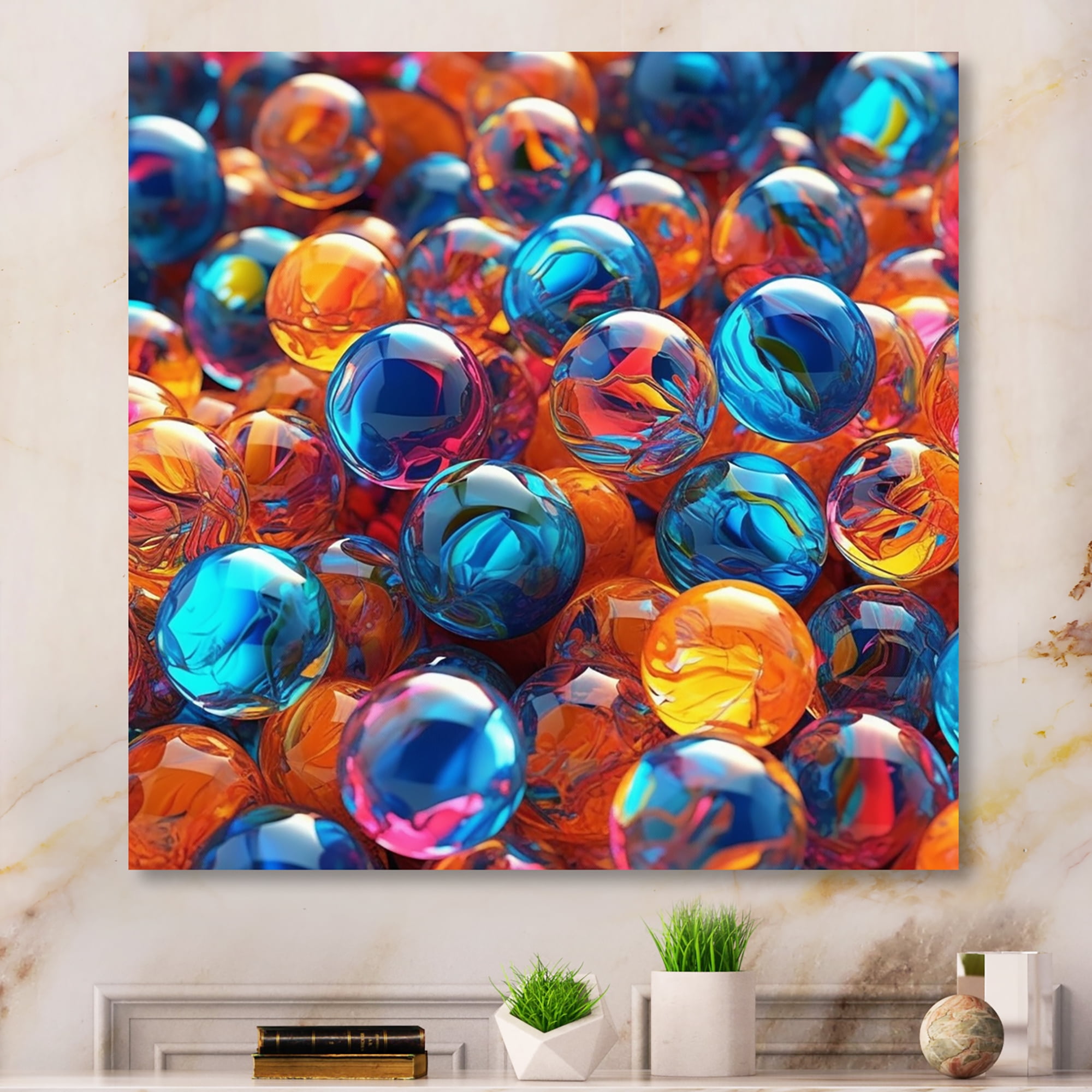Designart "Marbles with Mystical Essence III" Abstract Shapes Metal ...