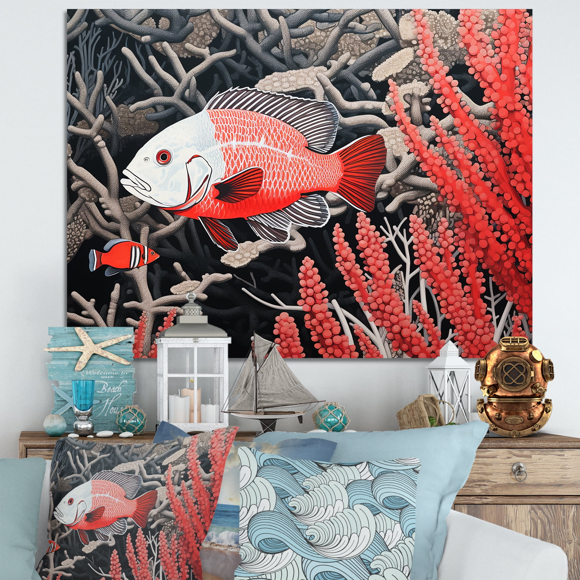 Designart "Marine Diversity in Coral World" Coastal Coral Under Water ...