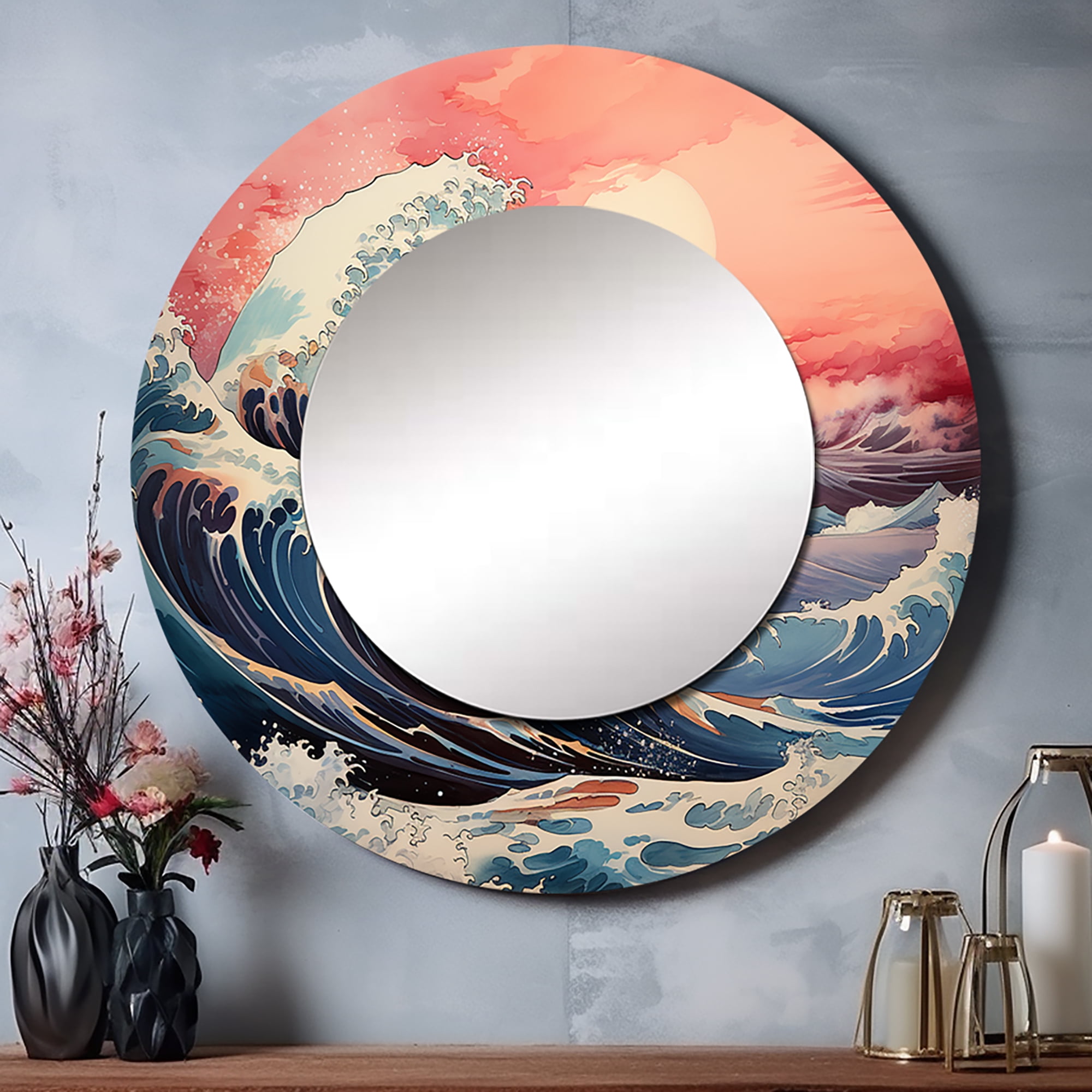 Designart "Masterpiece Pink Great Wave of Kanagawa I" Nautical & Beach ...