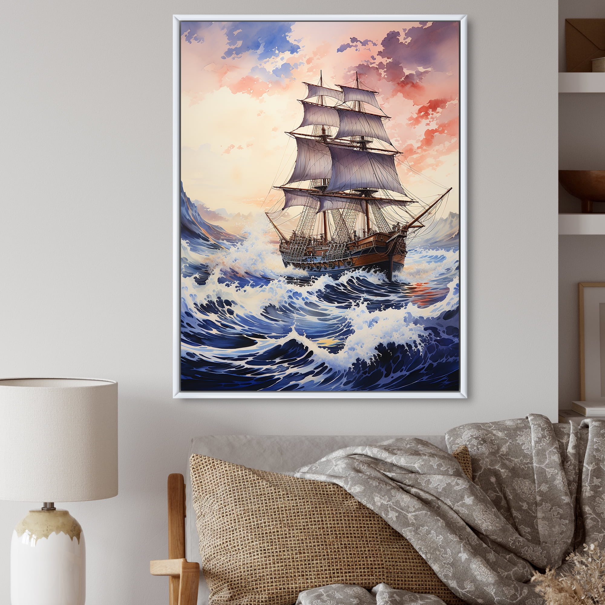 Designart "Masterpiece The violet Great Of Kanagawa I" Nautical & Beach ...