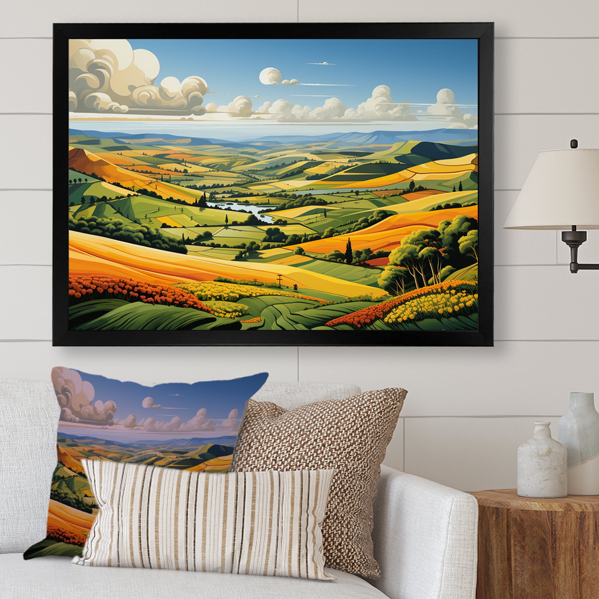 Designart "Meadow Bliss Yellow Flowers IV" Landscapes Framed Wall Art ...