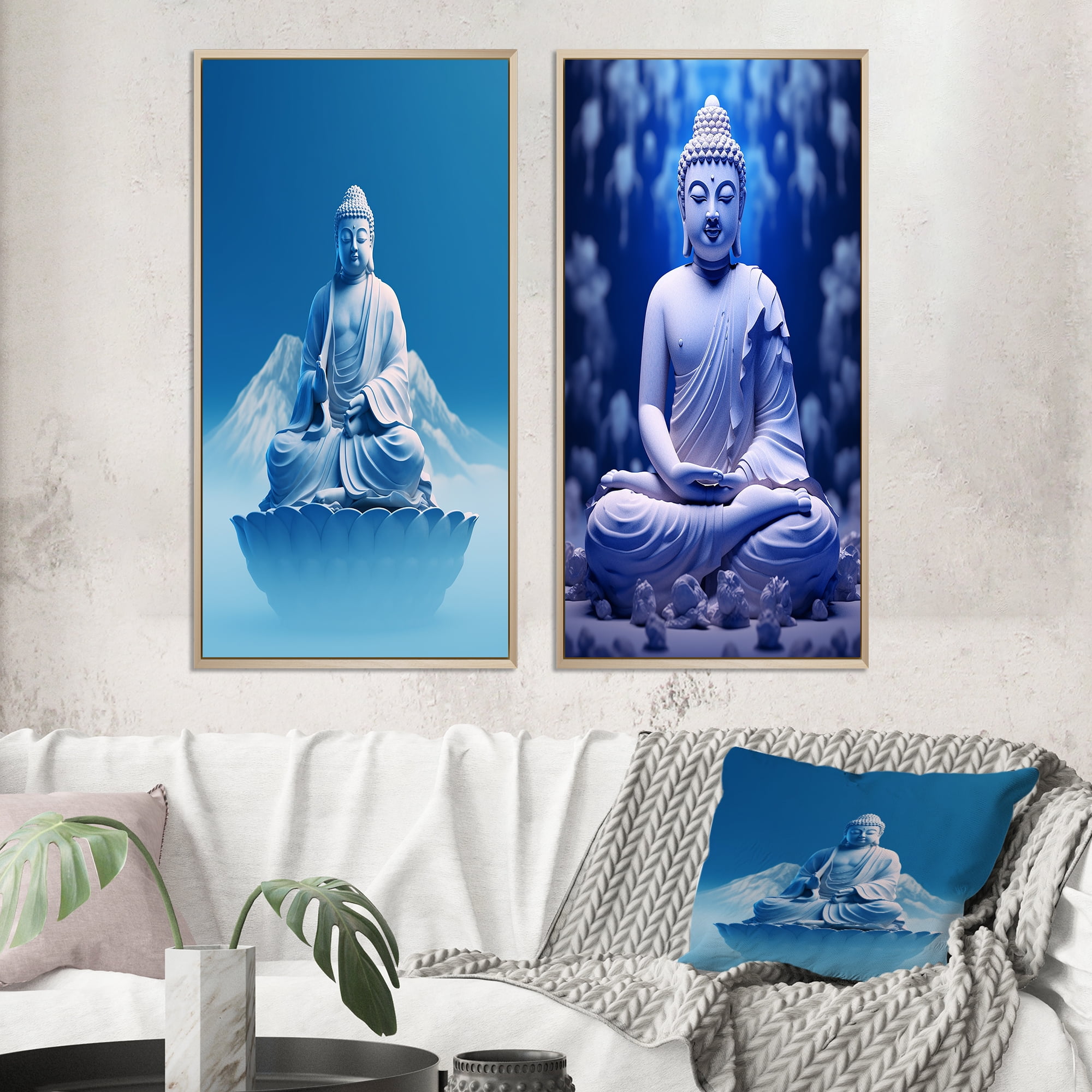 Designart "Meditation with the Blue Medicine Buddha I" Buddhism Framed ...