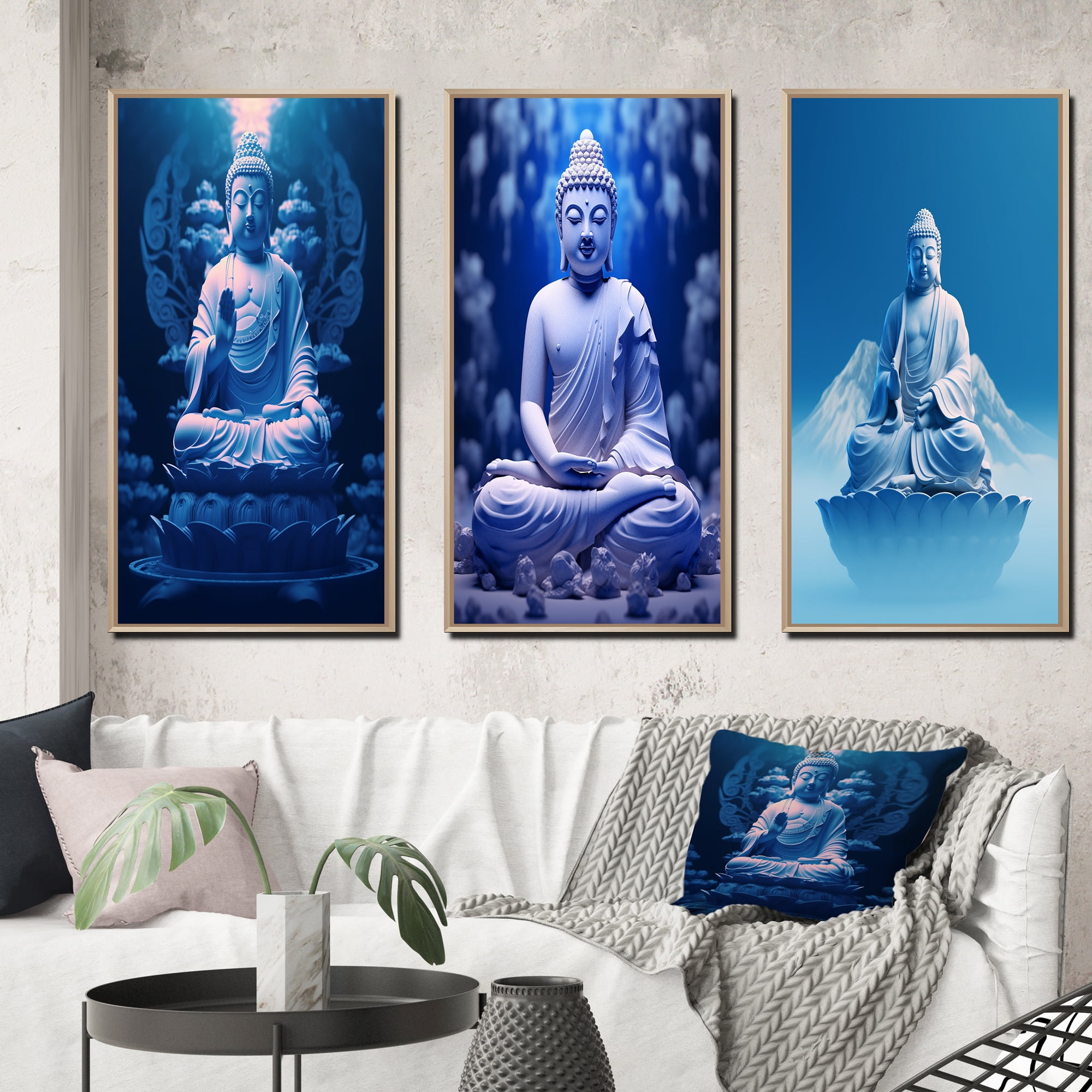 Designart "Meditation with the Blue Medicine Buddha II" Buddhism Framed ...