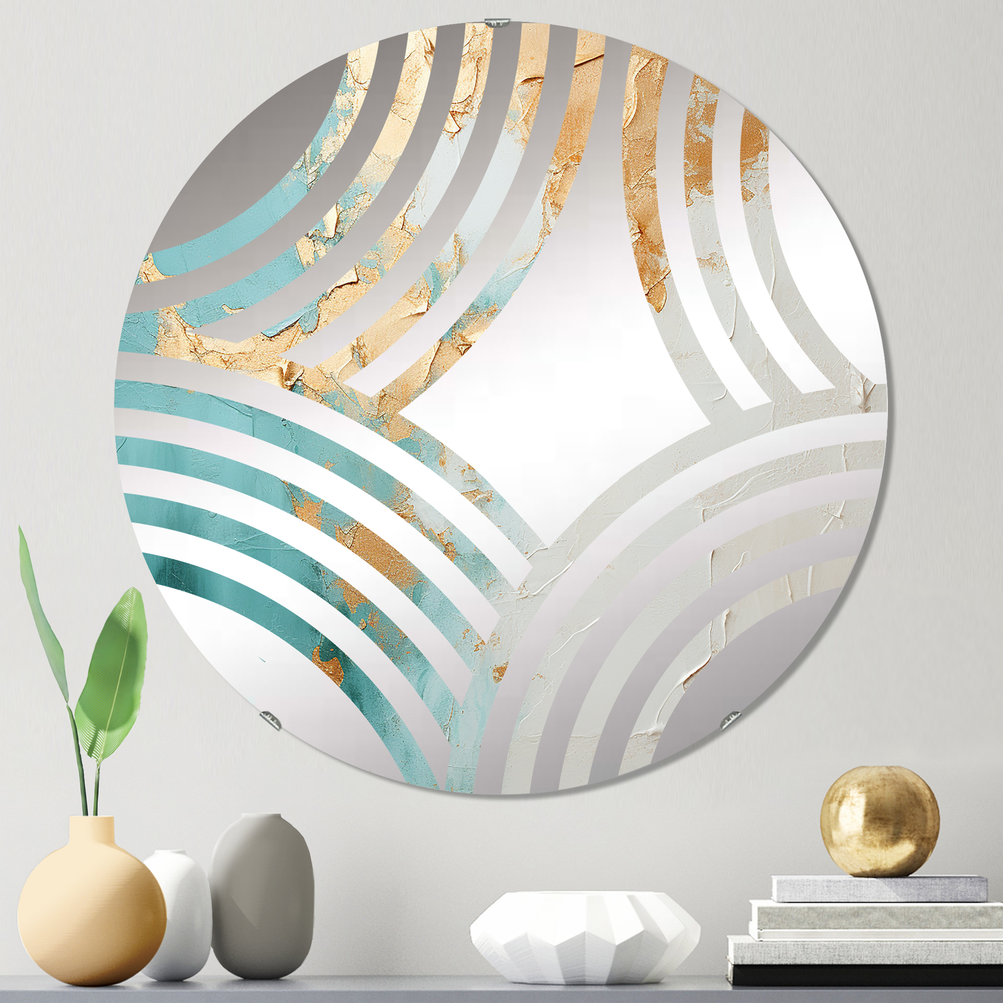 Designart "Meditative Minimalism I" Abstract Painting Baptist Fan Round ...