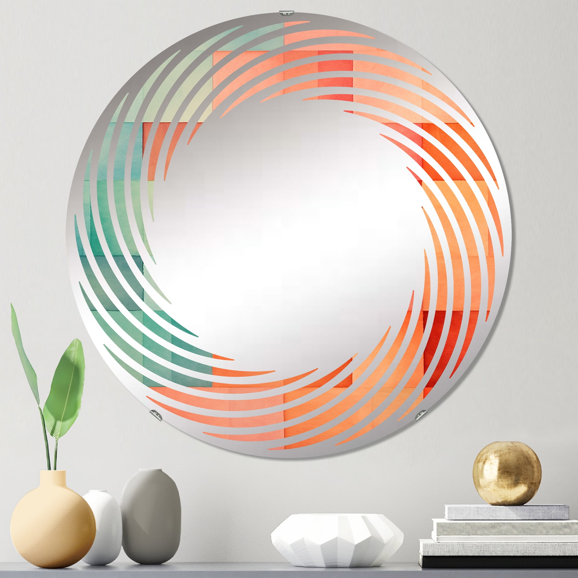 Designart "Melodic Coral Cubes Shapes" Abstract Shapes Spiral Round ...