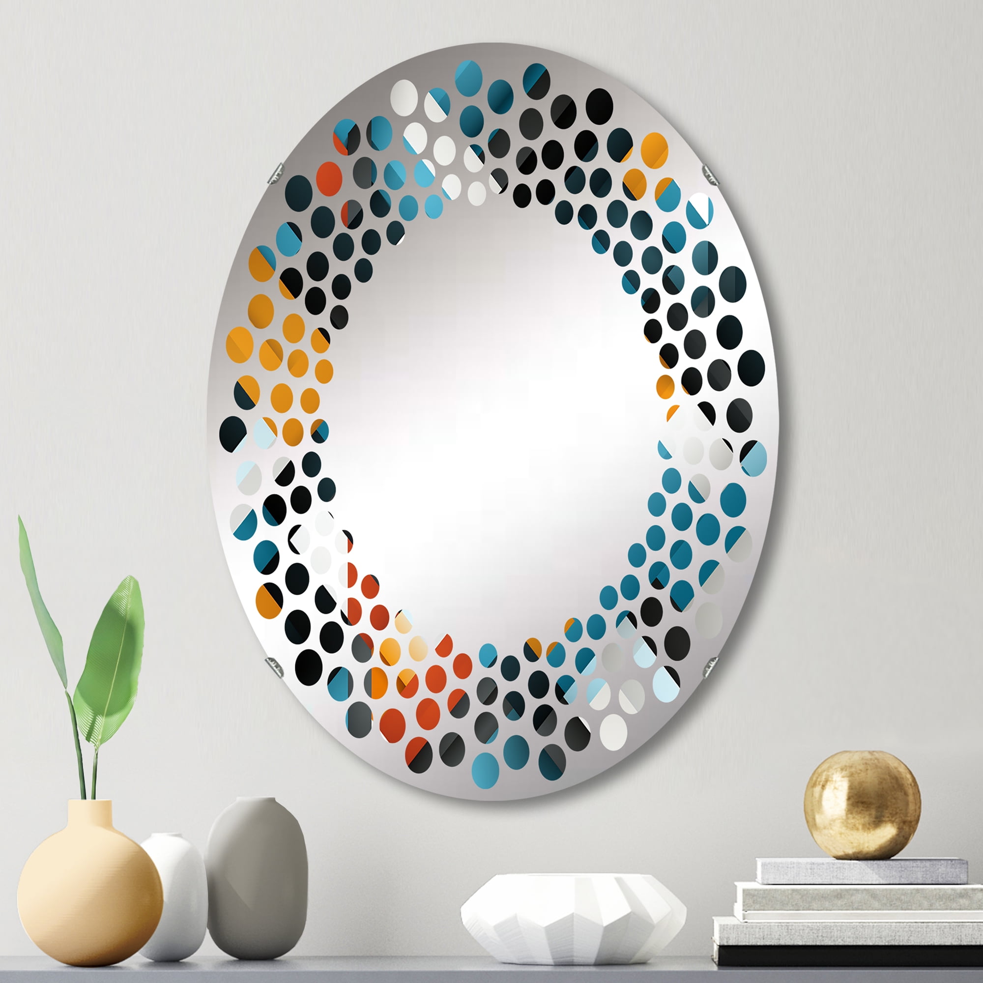 Designart "Melodic Lines in Blue Industrial Geometry" Geometric Polka ...