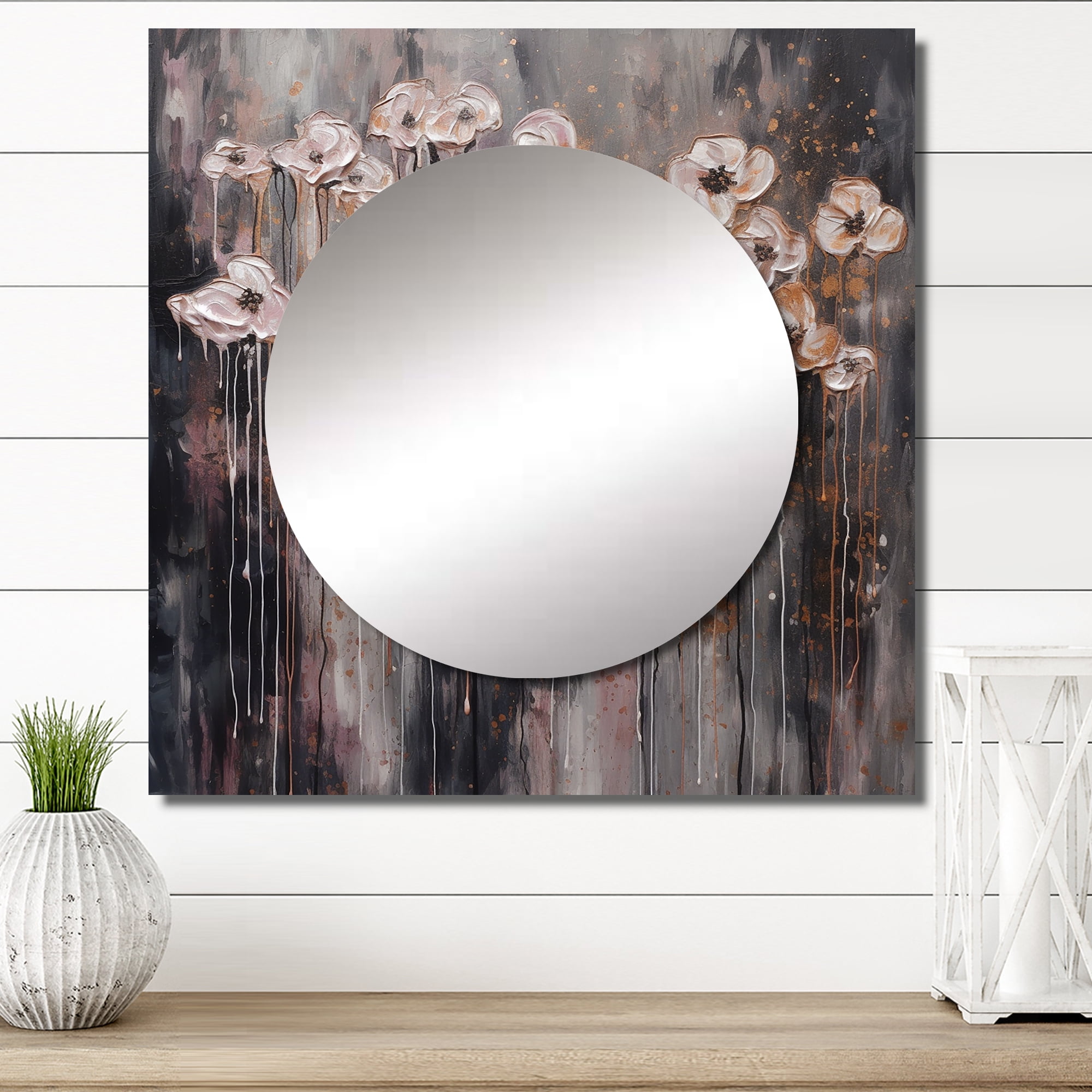 Designart "Melodies of Daisy in Pink and Grey" Floral Daisy Pink Large ...