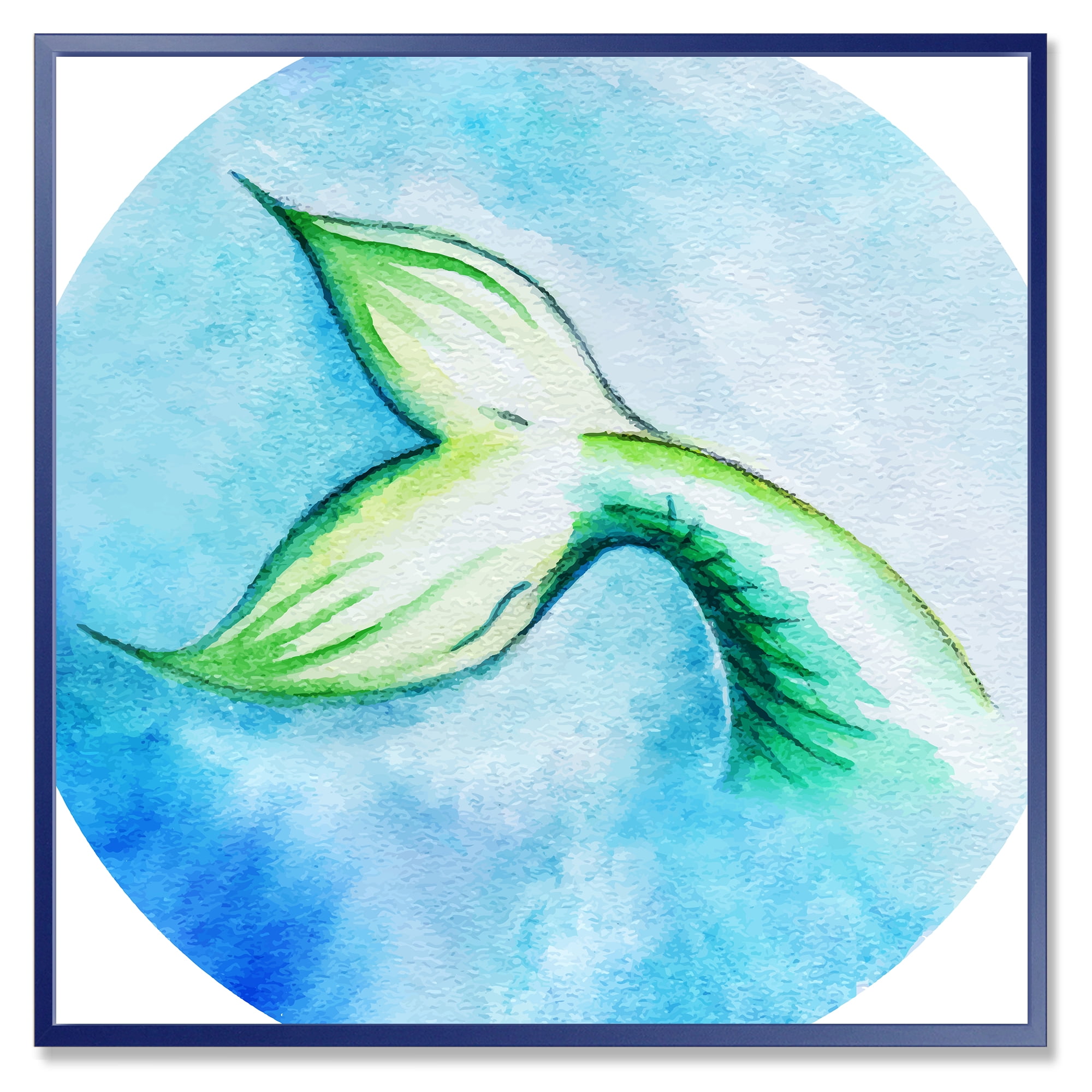 Designart 'Mermaid Green Fish Tail' Nautical & Coastal Framed Canvas ...