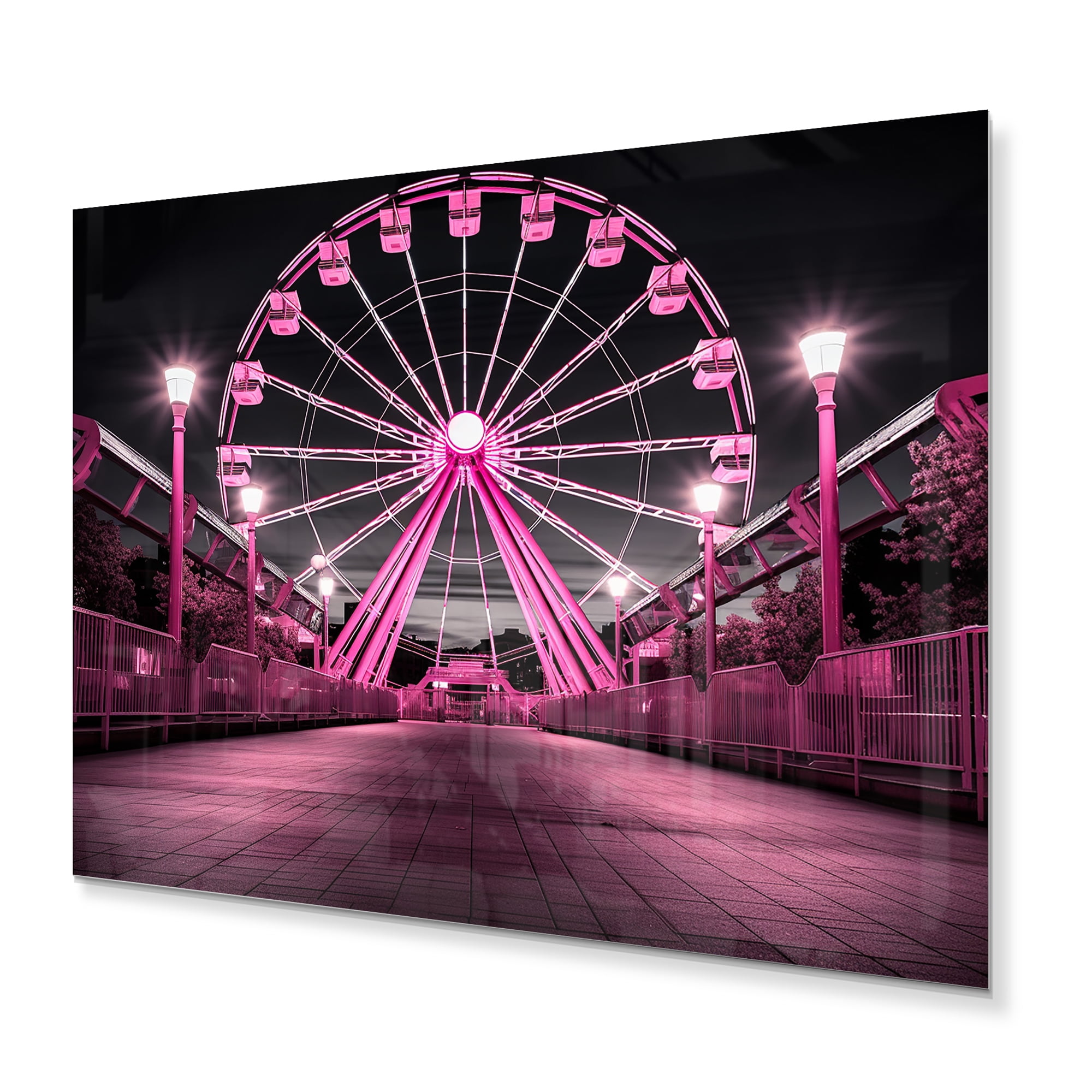 Designart "Merry Go Round Magic Pink Ferris Wheel Whimsy I ...