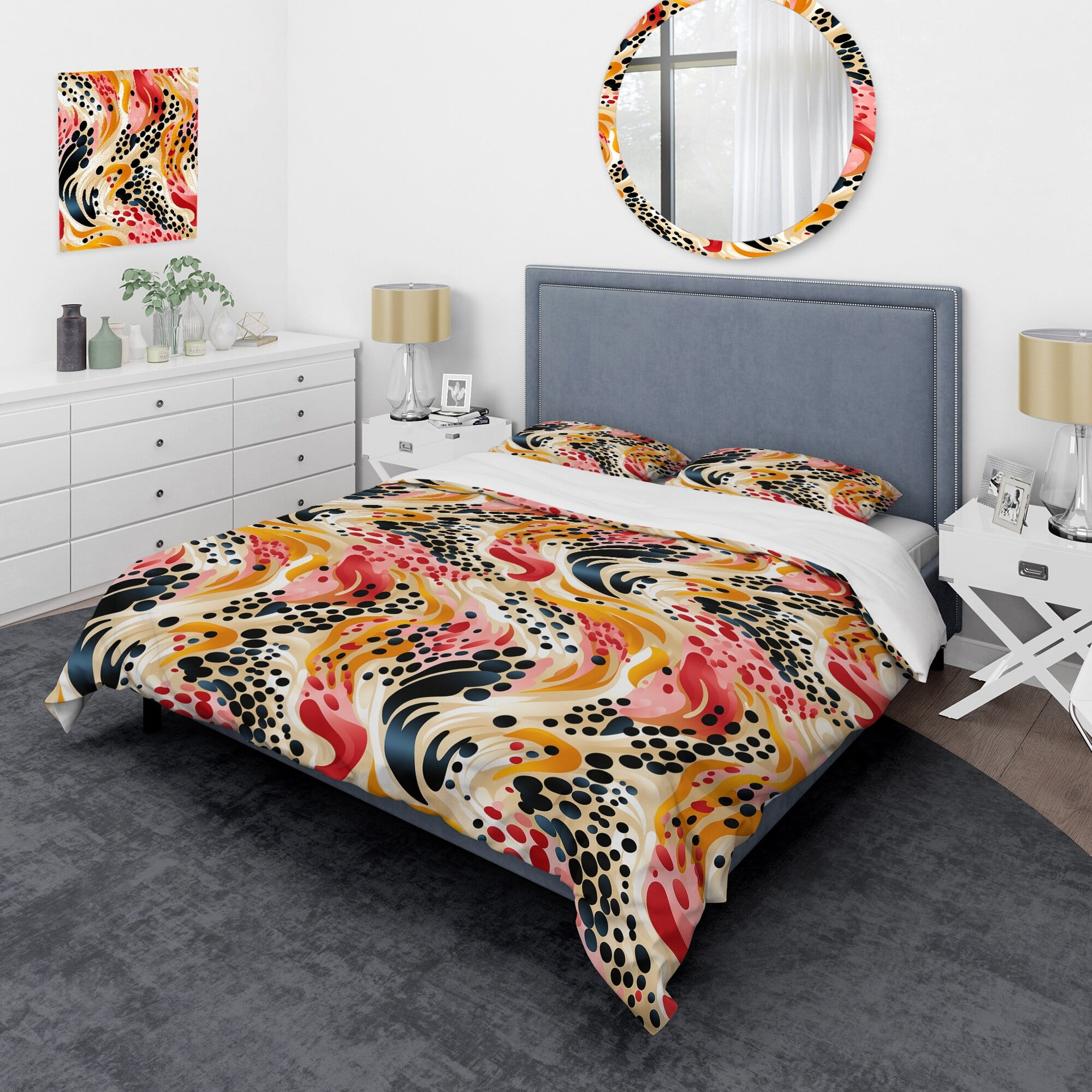 Designart "Metropolitan Color Fusion III" Yellow Geometric Bedding Covert Set - Modern ...
