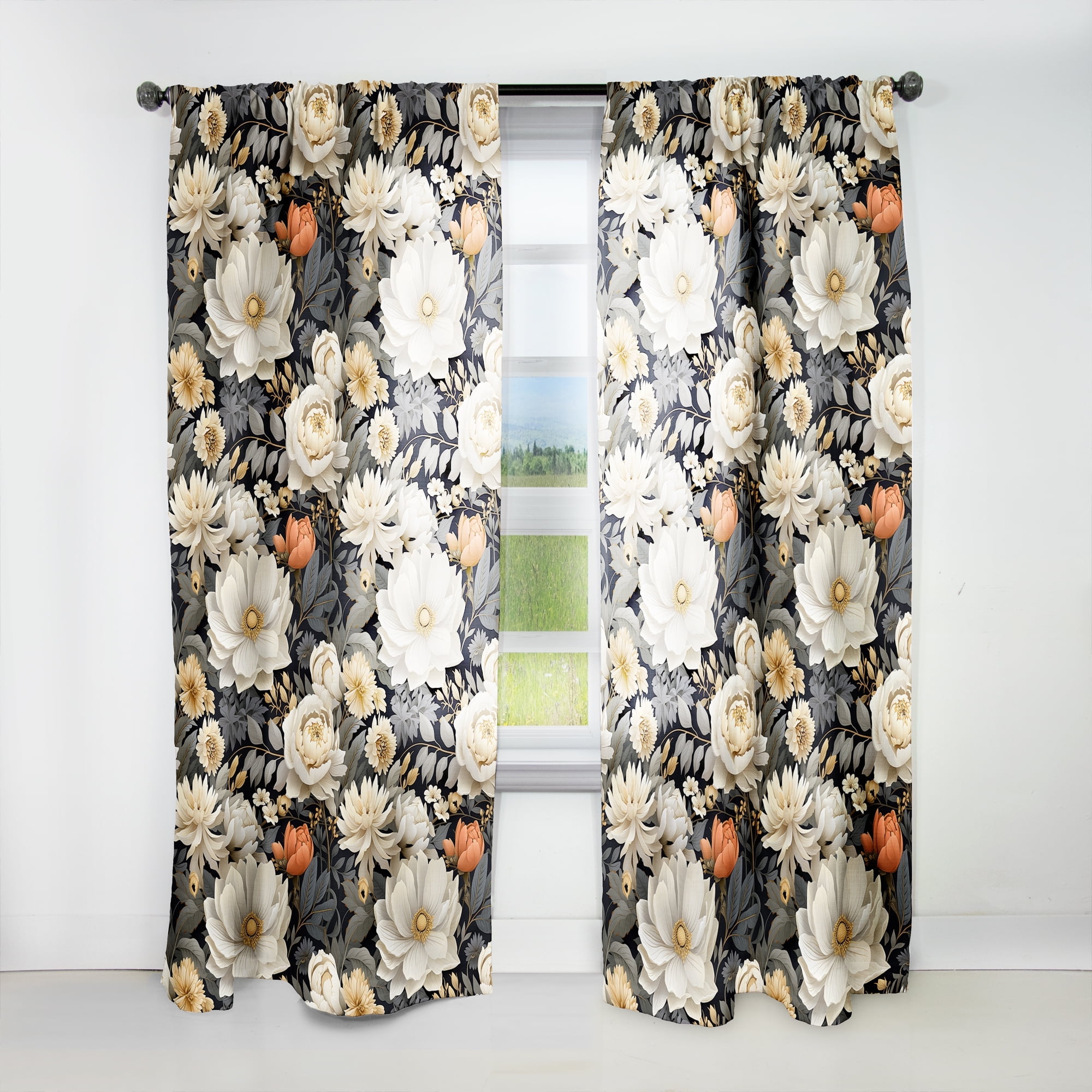 Designart "Metropolitan Poppy Mosaic" Poppies Room Darkening Single ...