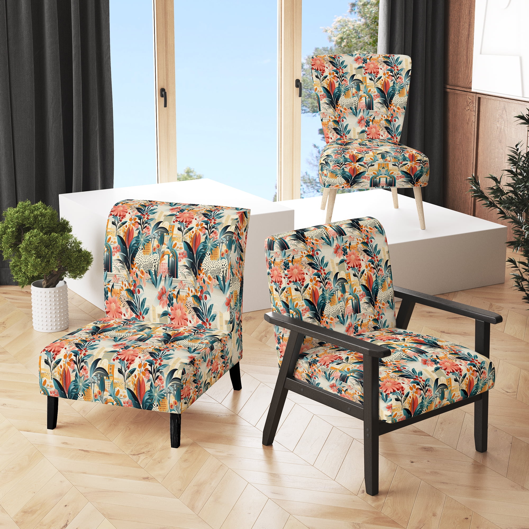 Designart "Metropolitan Tropical Fusion" Yellow Tropical Upholstered ...
