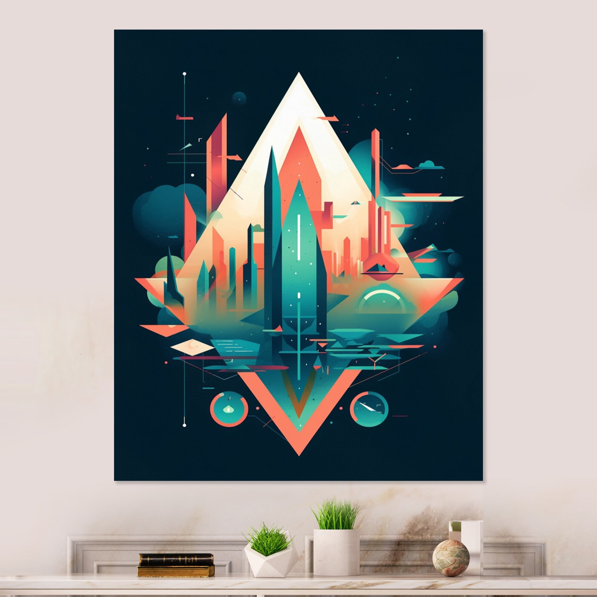 Designart "Mid-Century Minimalism I" Minimalism Metal Art Living Room ...