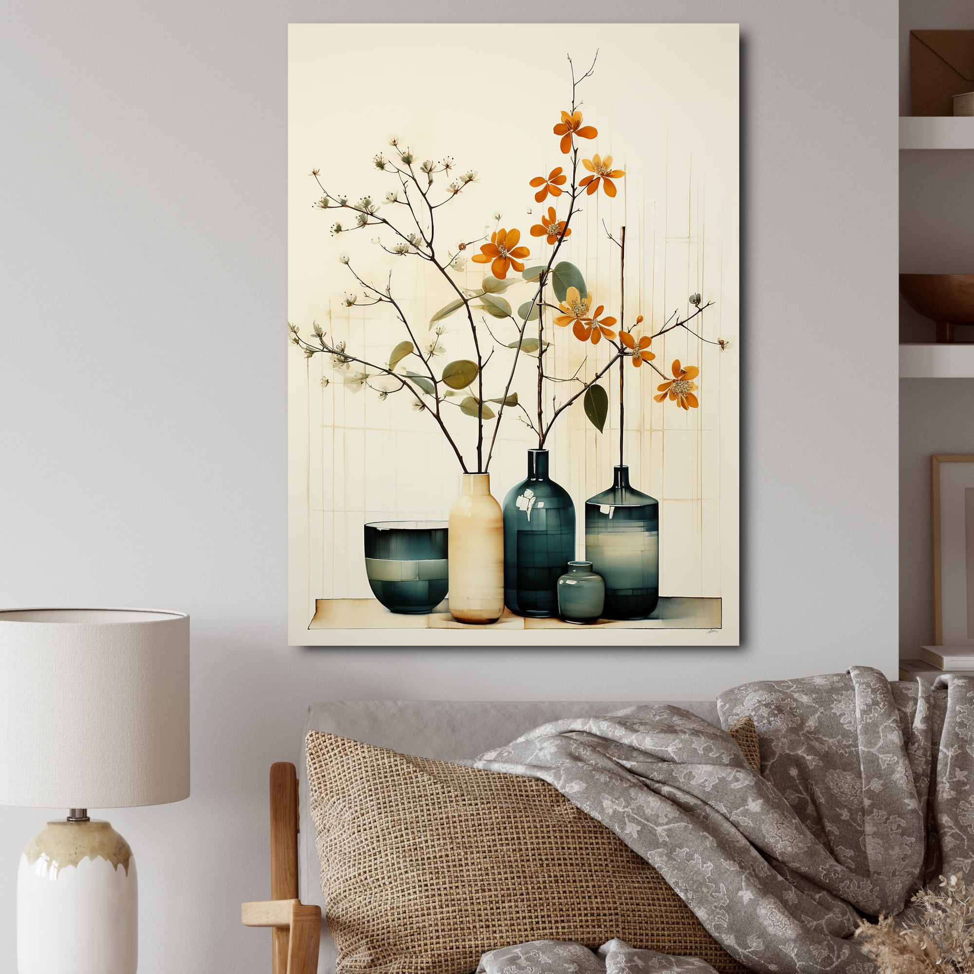 Designart "Mid Century Oasis Poteries" Abstract Still Lifes Wall Decor ...