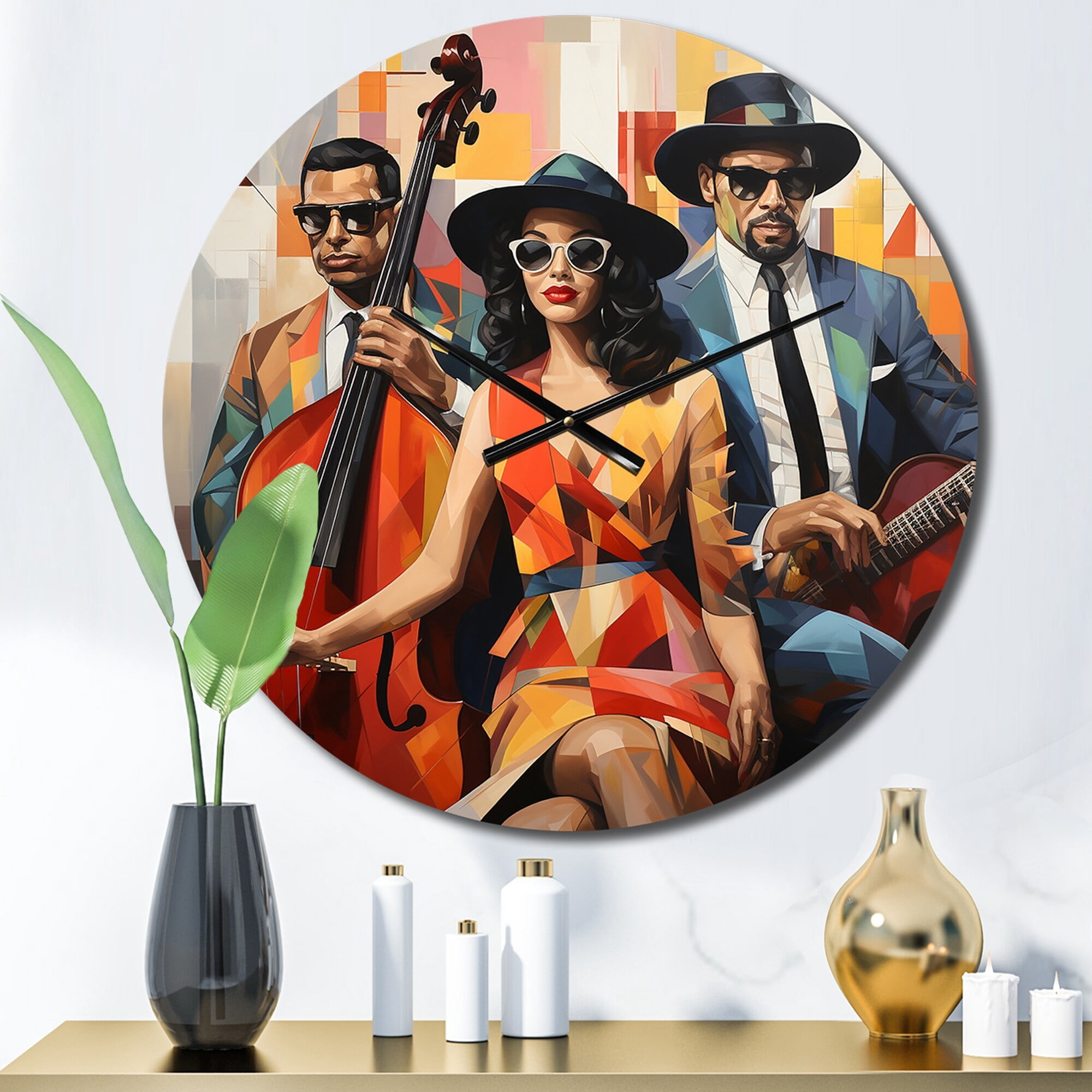 Designart "Mid Century Retro flow Jazz" Mid-century Oversized Wall ...