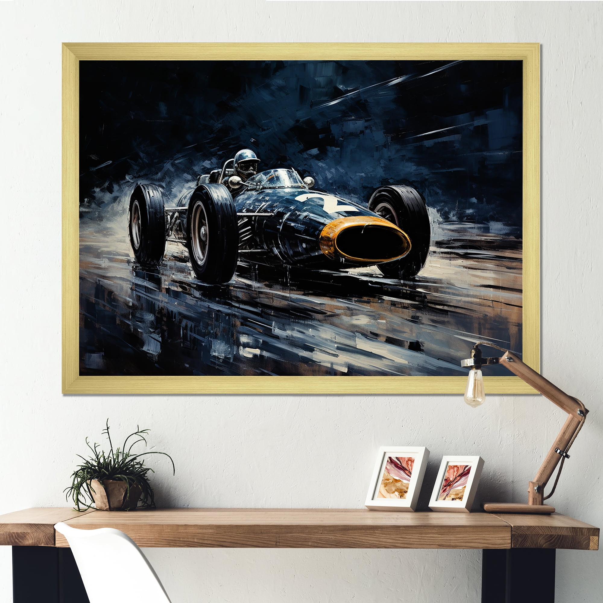 Designart "Midnight 1950s Vintage Race Car on Track III" Architecture ...