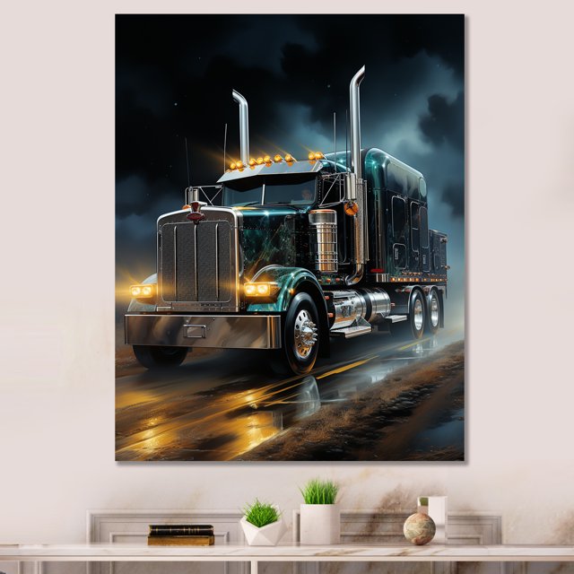 Designart "Midnight Cruiser Semi Truck" Truck Wall Art Print - Walmart.com