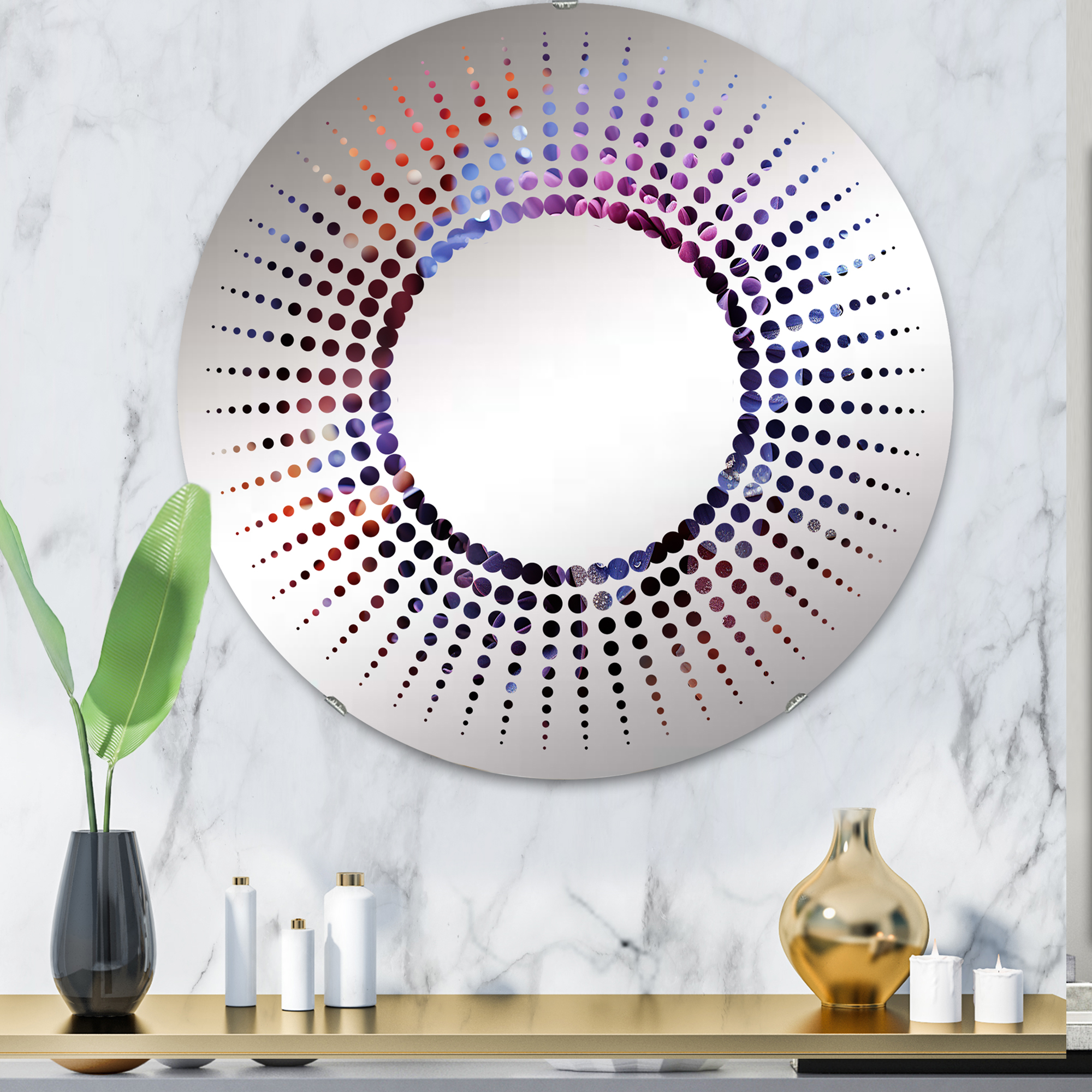 Designart "Midnight Indigo Elegance of Mums I" Mums Starburst Round ...