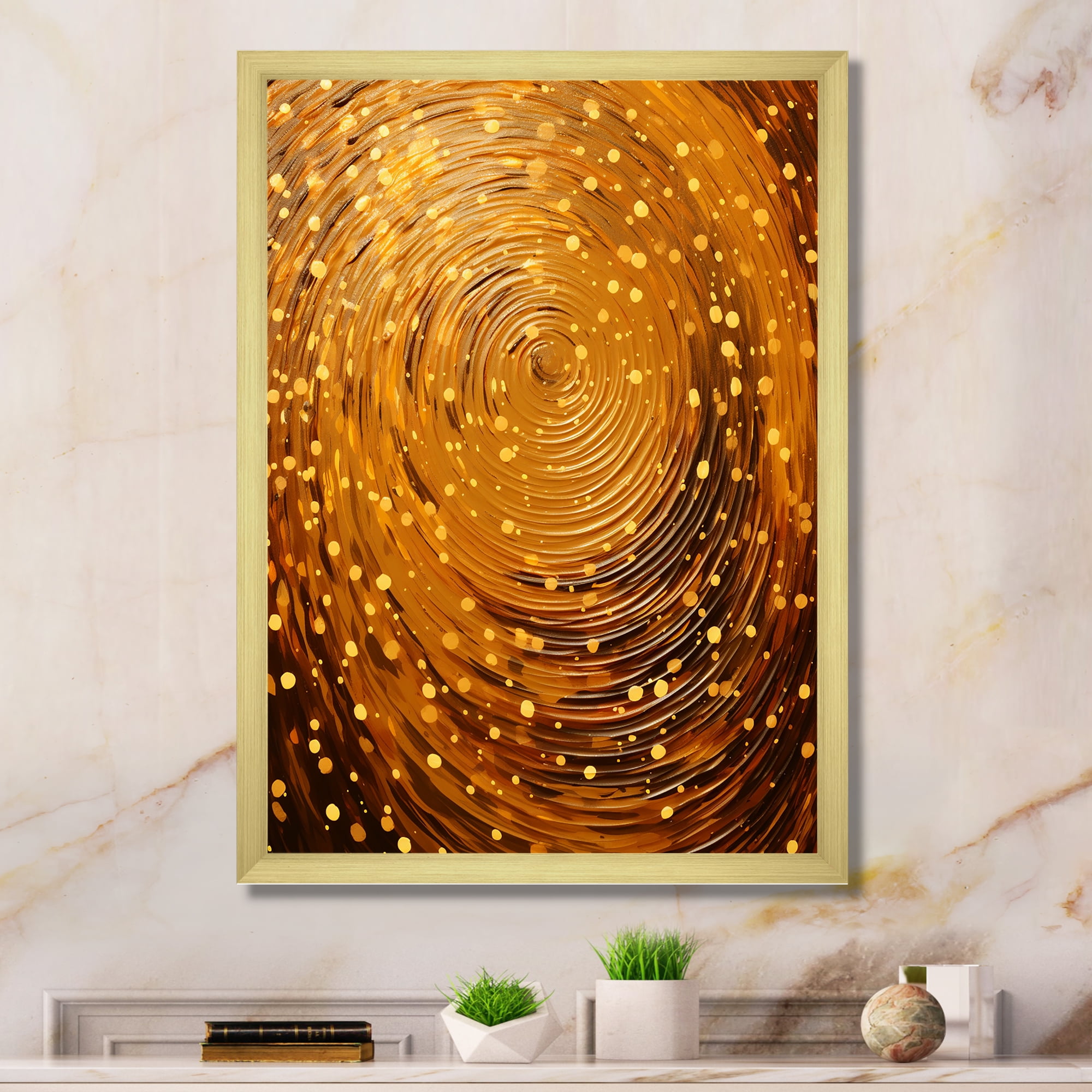 Designart "Midnight Marigold Enigmatic Spiral I" Abstract Framed Wall ...