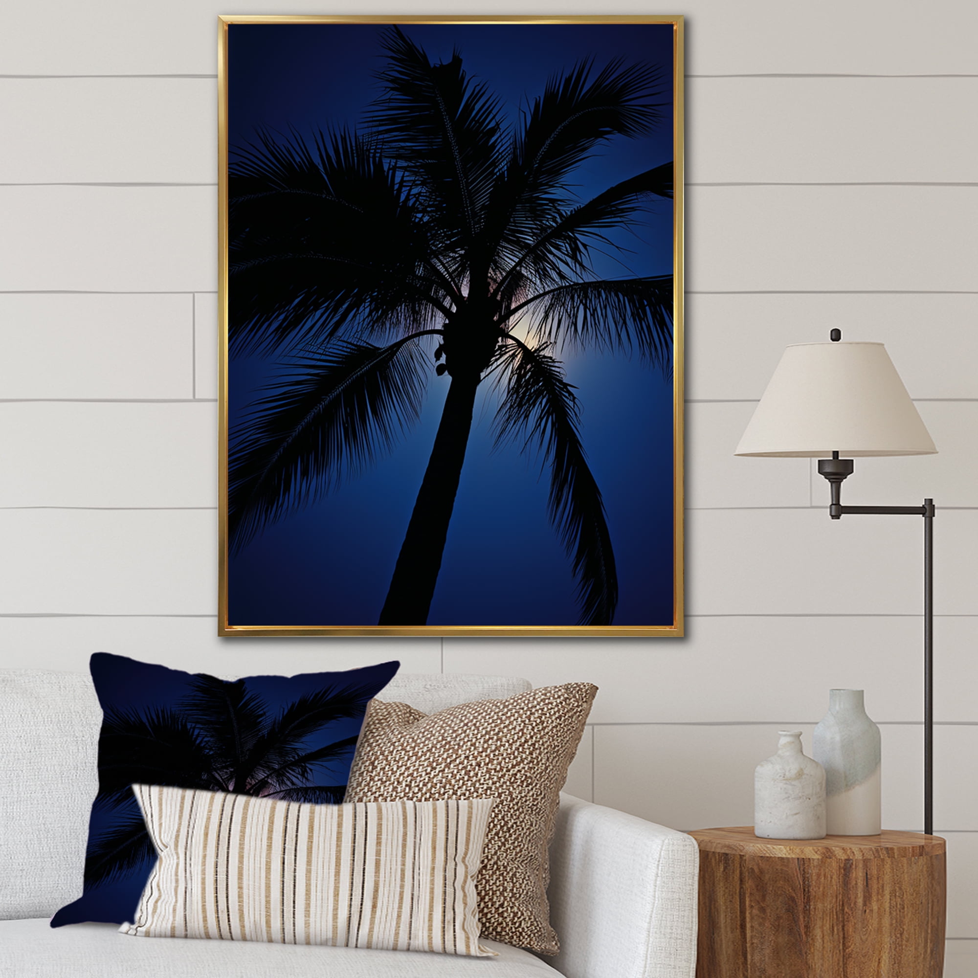 Designart "Midnight Serenity With Sapphire Solitude Palm" Palms & Palm ...