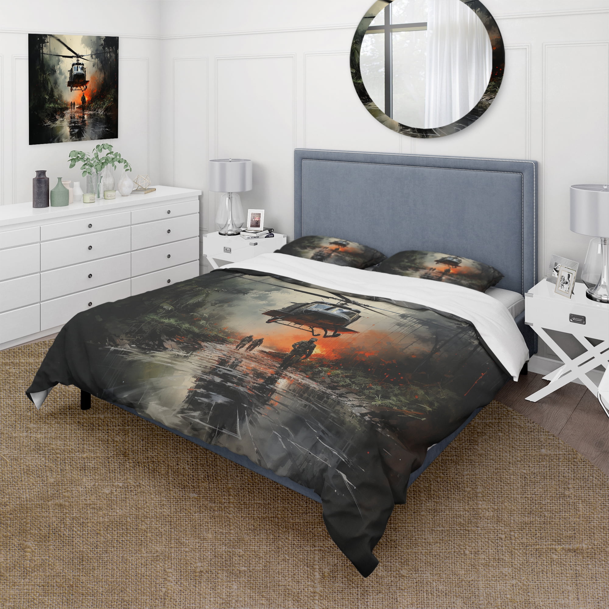 Designart "Military Helicopter During the Vietnam War" Military Bedding ...