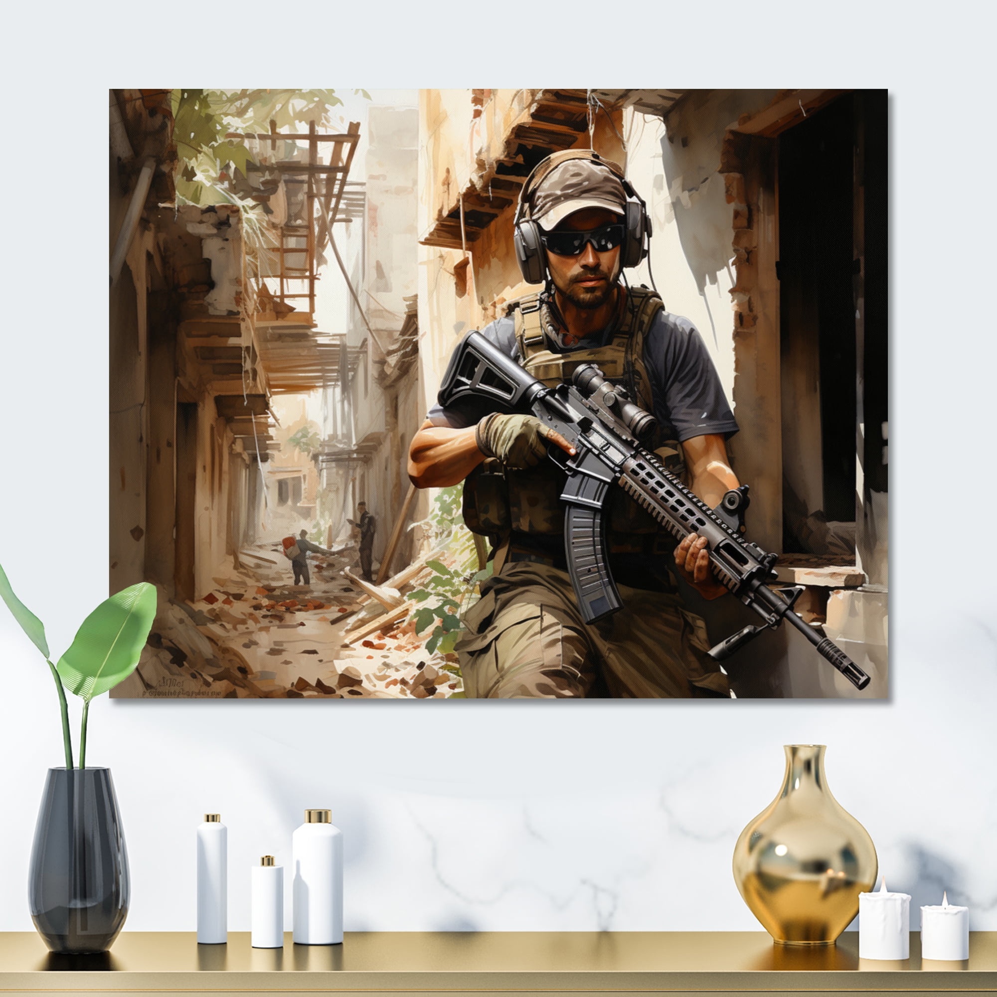 Designart "Military Mission in the USA III" Army Metal Wall Decor ...