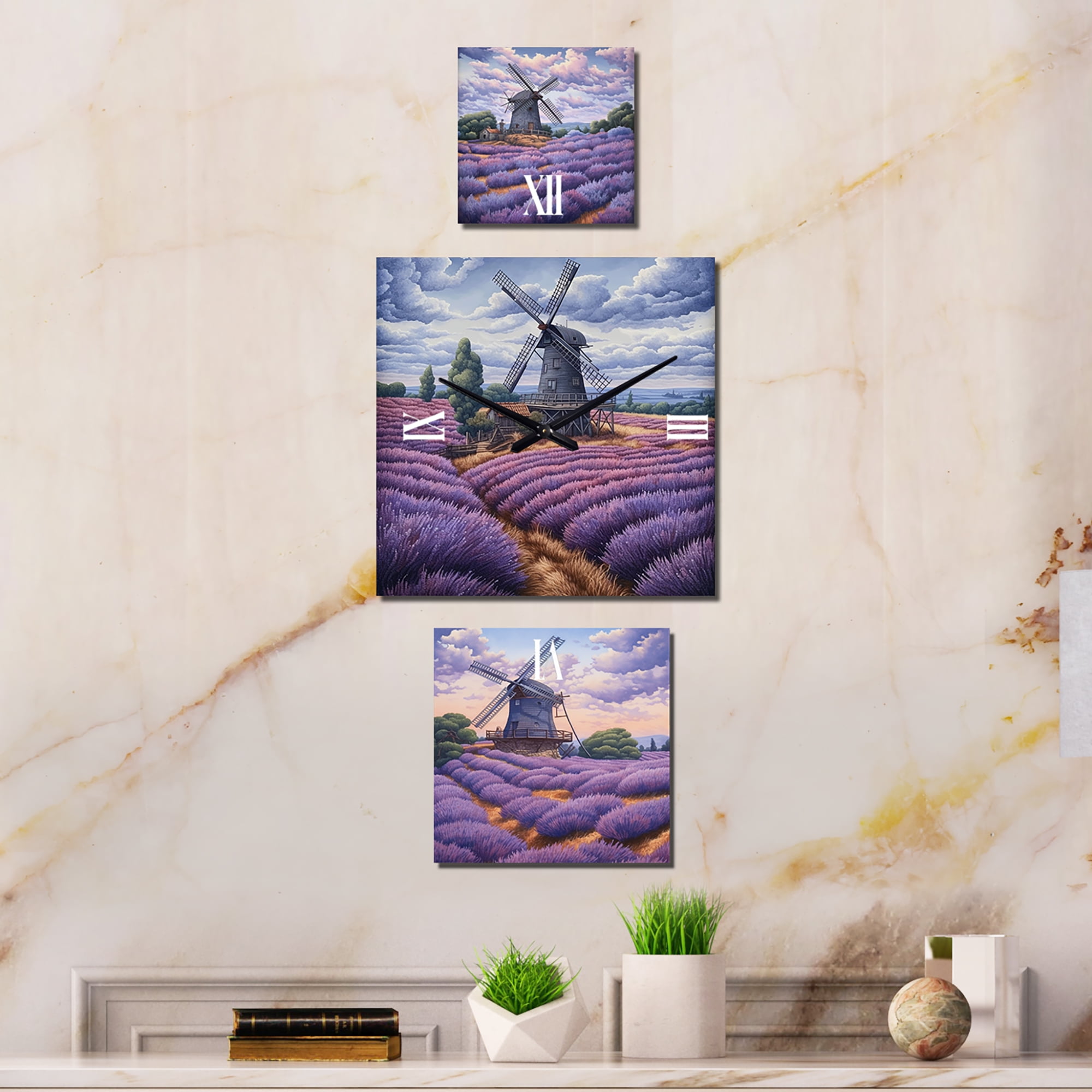 Designart "Mills in Lavender Hues IV" Mills Oversized Traditional Clock ...