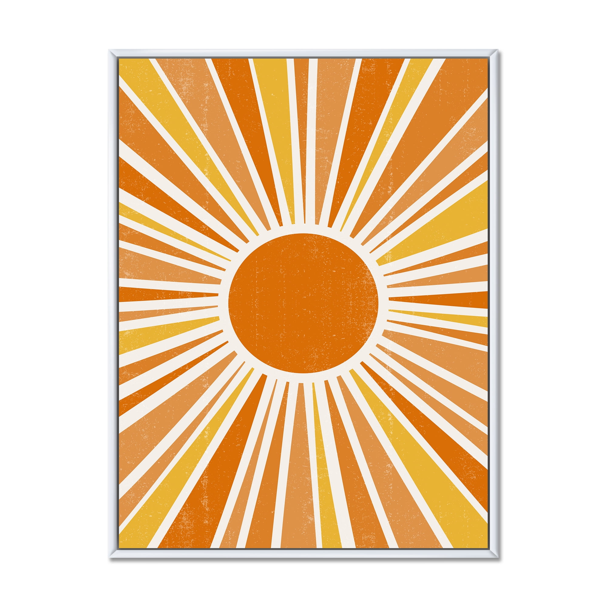 Designart 'Minimal Bright Shining Orange Sun Rays I' Modern Framed ...