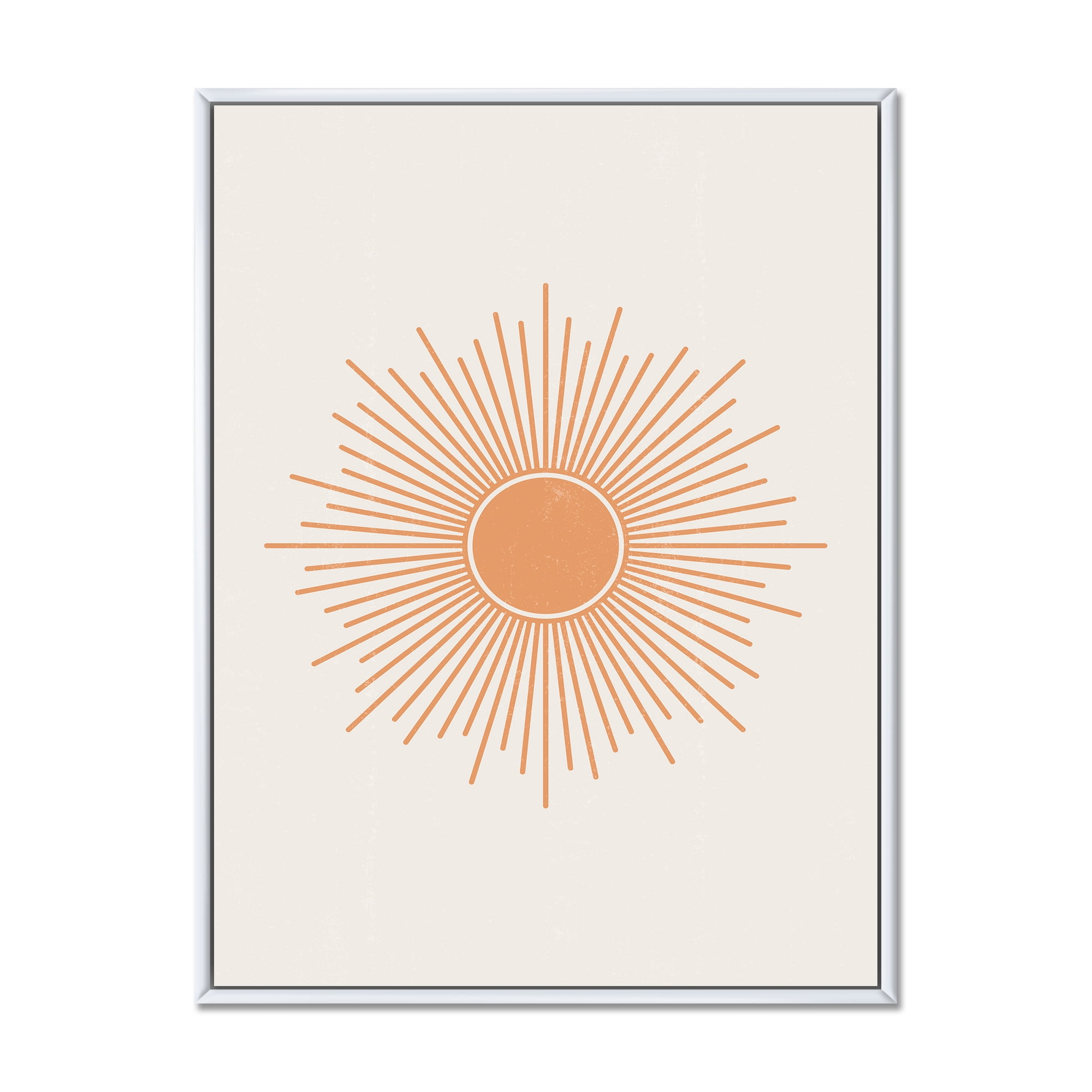 Designart 'Minimal Bright Shining Orange Sun Rays III' Modern Framed ...