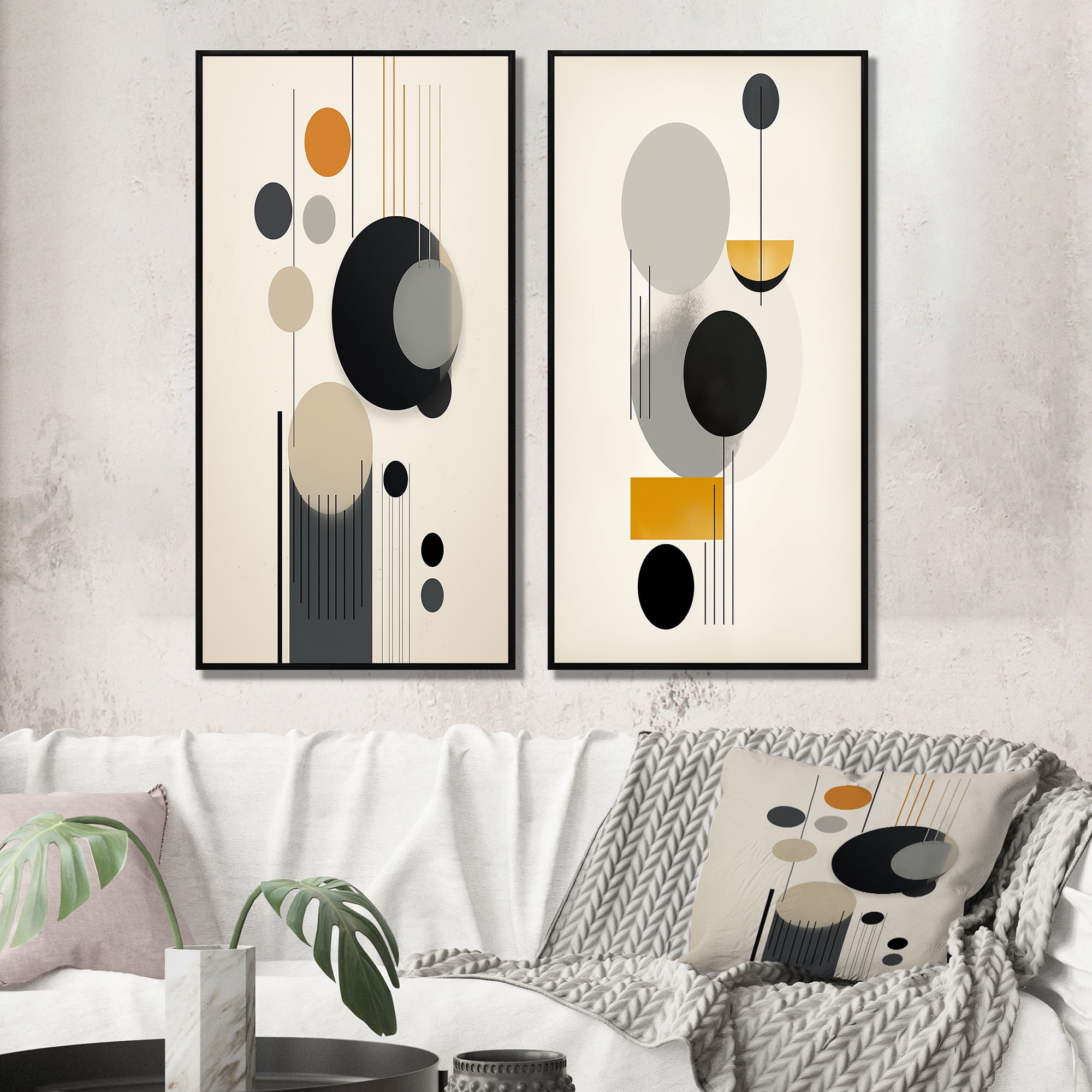 Designart "Minimal Circular Geometric Art X" Modern Geometric Framed ...