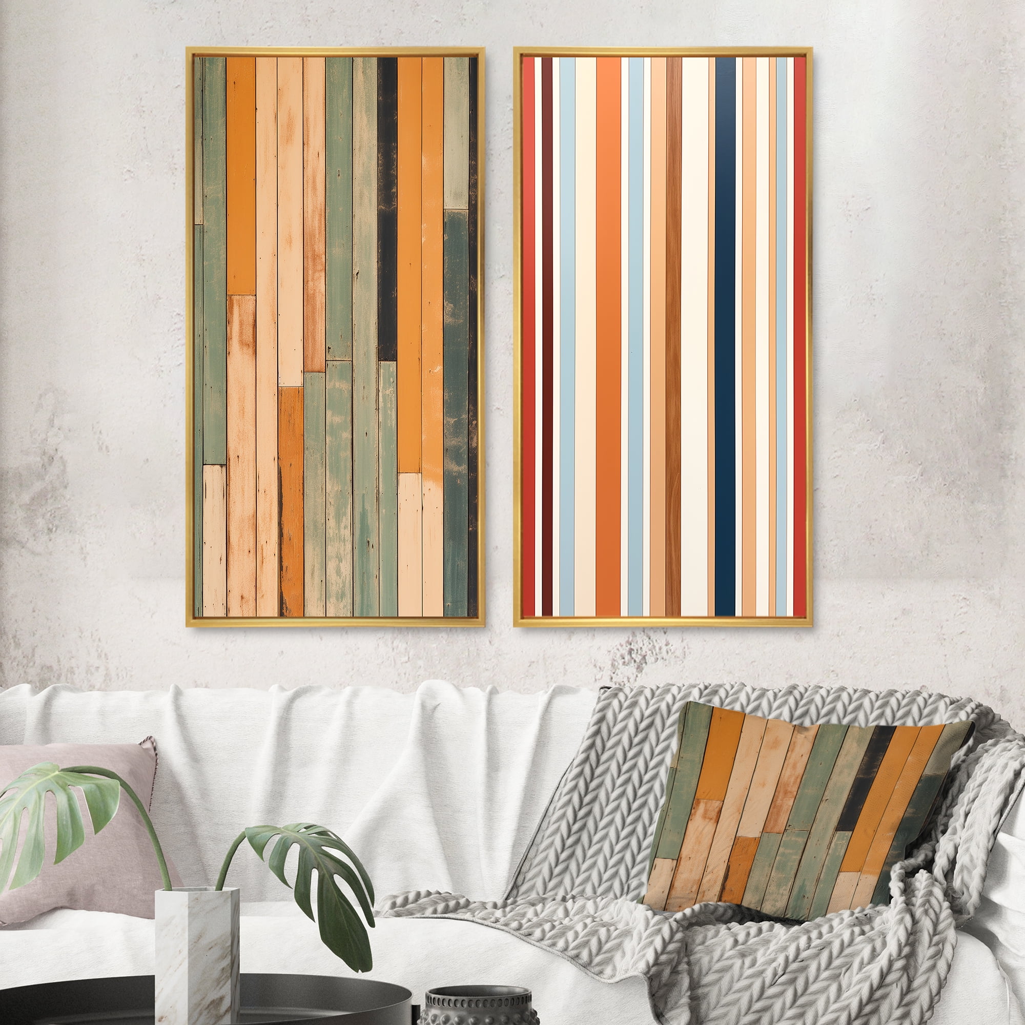 Designart "Minimal Vertical Elegance Retrovisions II" Modern Midcentury ...