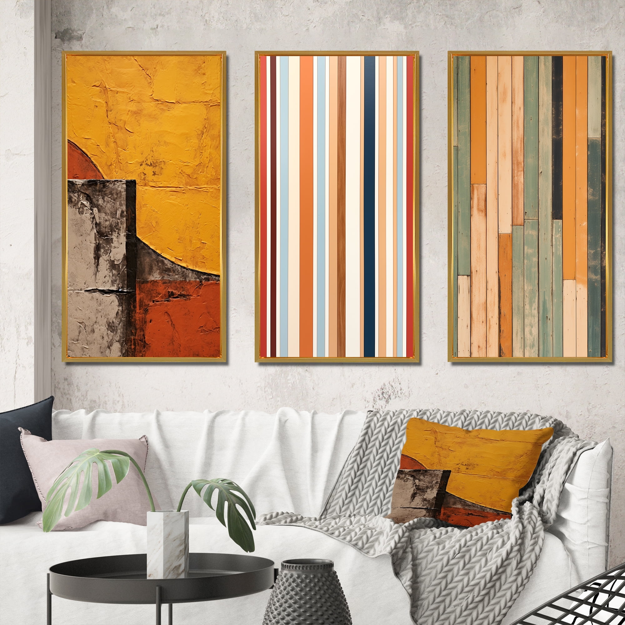 Designart "Minimal Vertical Elegance Retrovisions II" Modern Midcentury ...