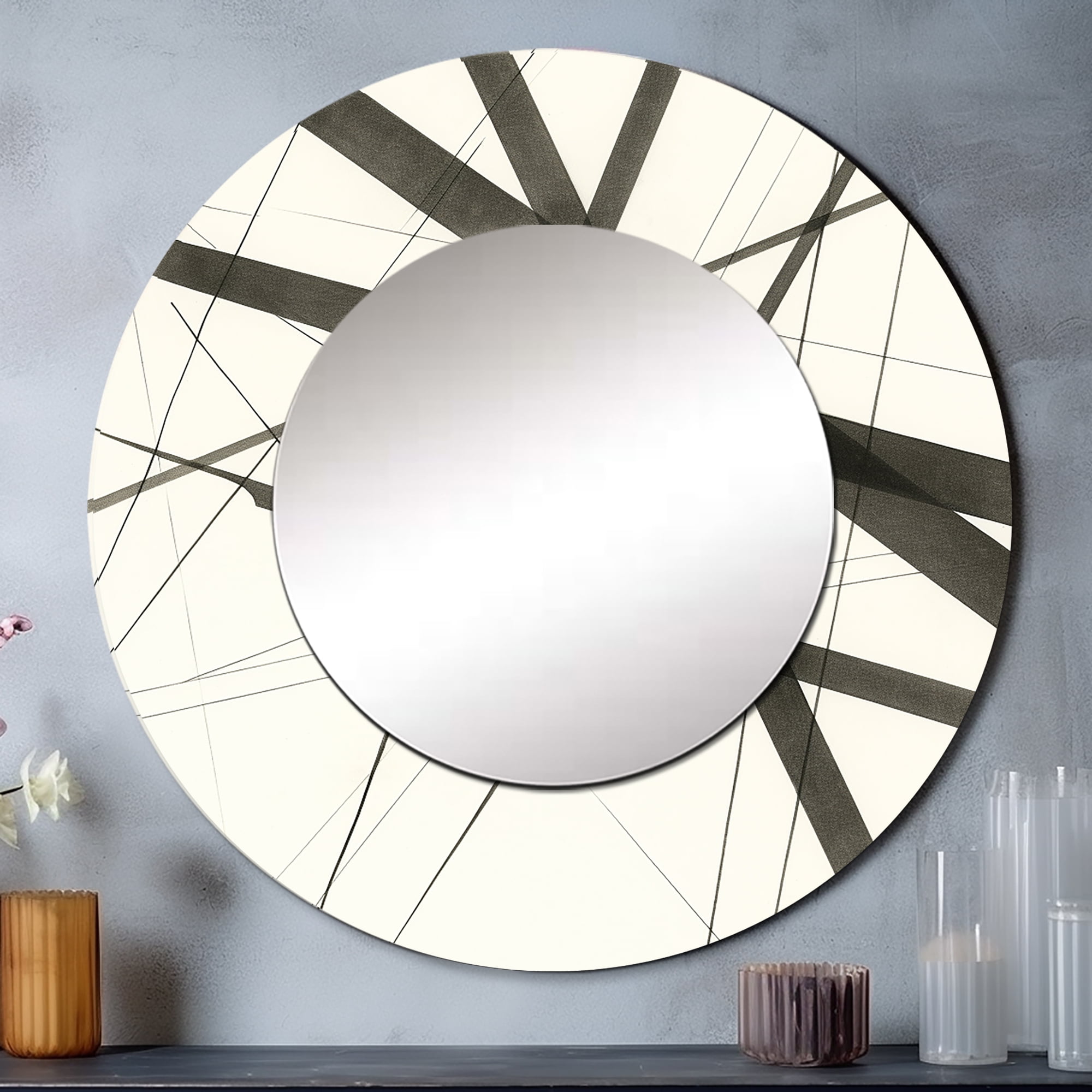 Designart "Minimalism in Black and White VII" Abstract Shapes Rund ...