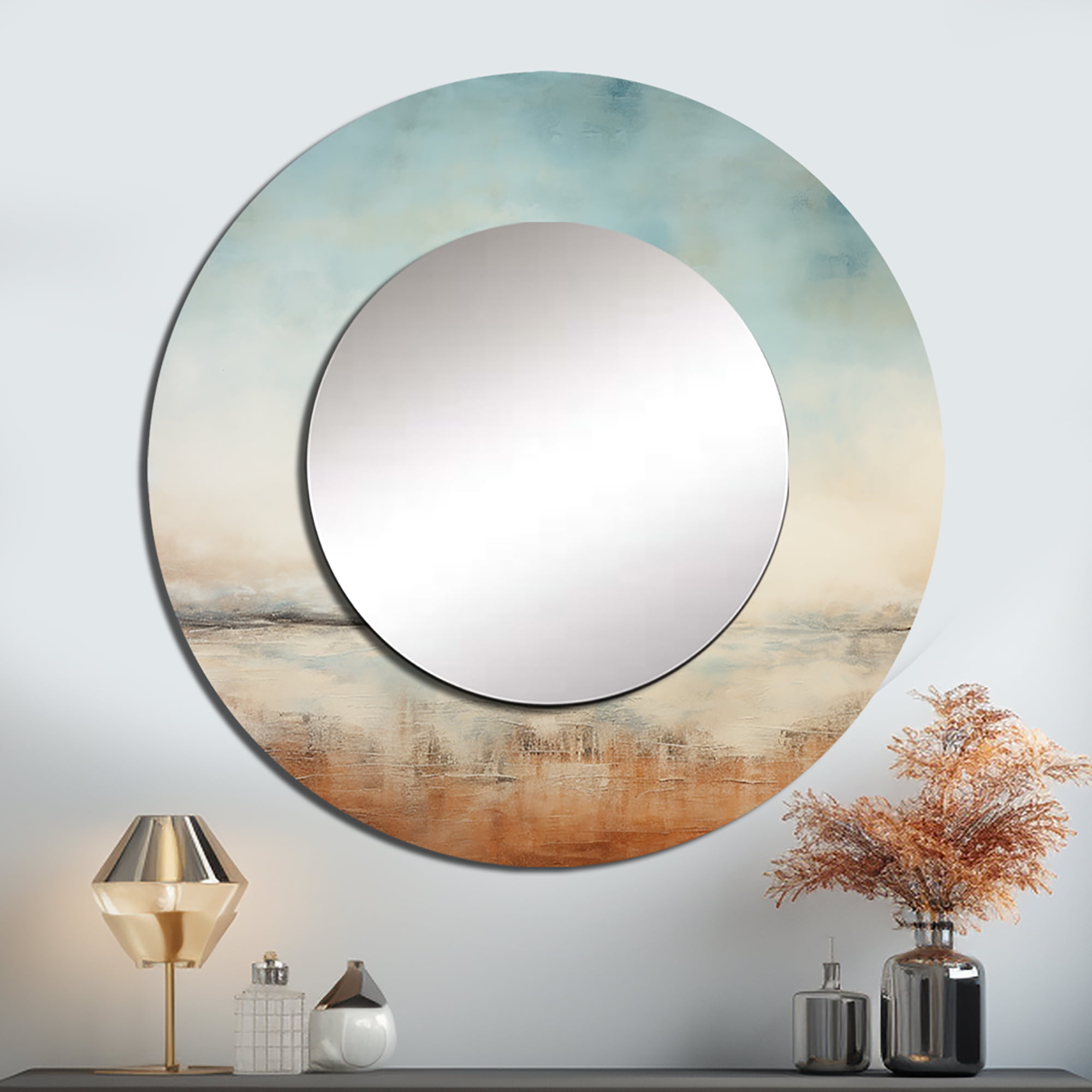 Designart "Minimalism: Elemental Eternity" Minimalism Brown Large Round ...