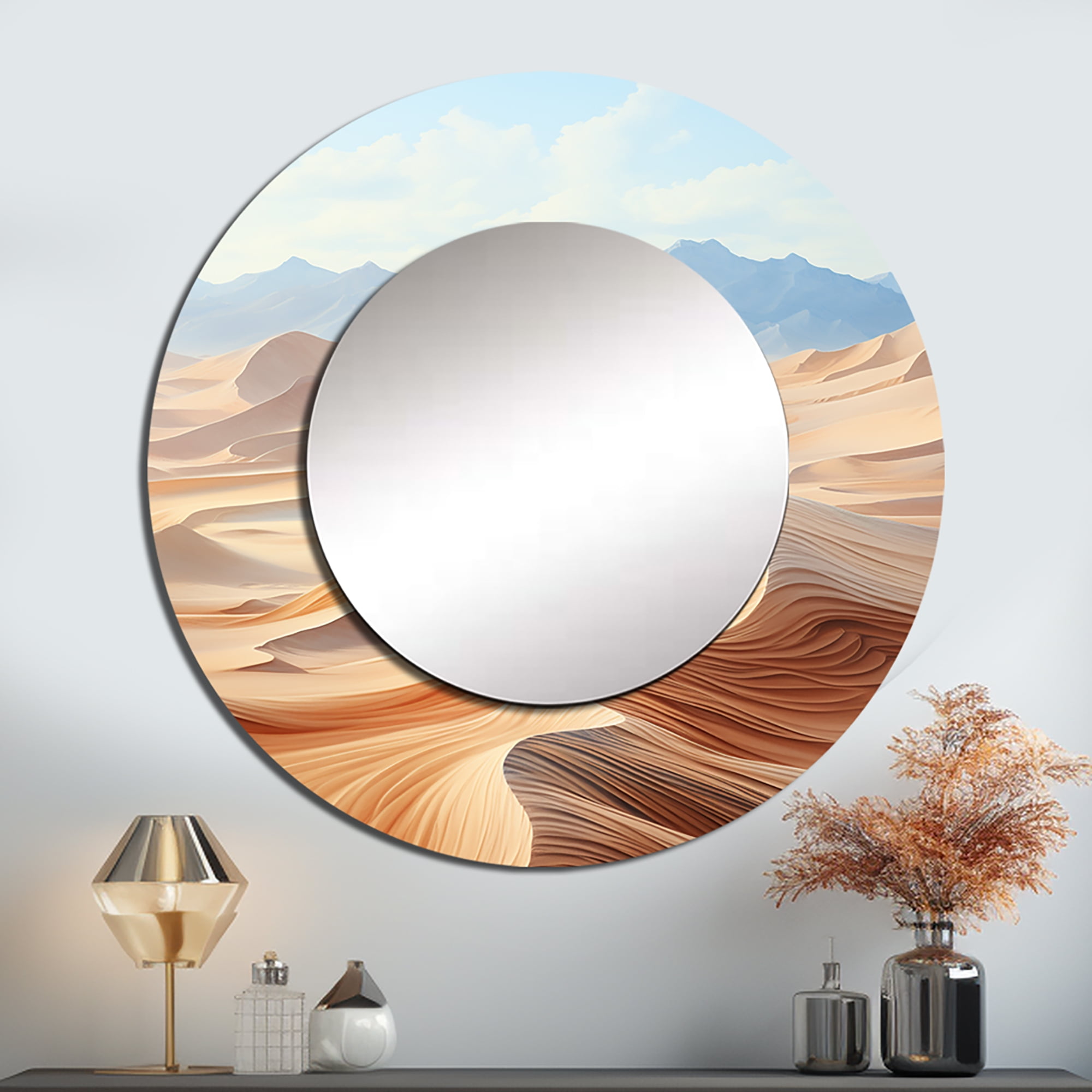Designart "Minimalism Embrace Of Desert Dreams" Minimalism Rund Mirror ...