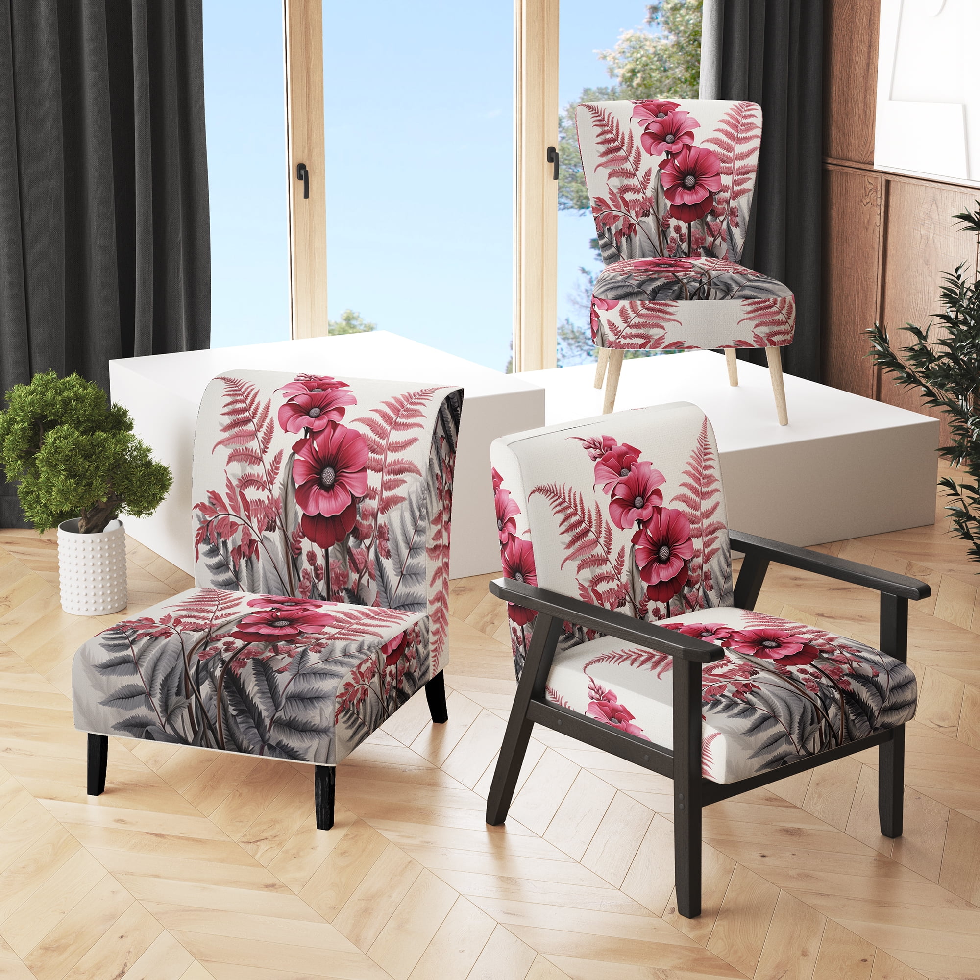 Designart "Minimalism Leaves Floral Pattern" Upholstered Modern ...