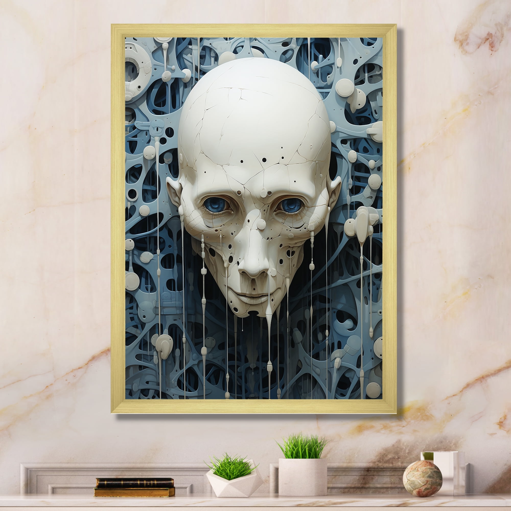 Designart "Minimalist Alien Skull Art" Aliens Picture Framed Wall Art ...
