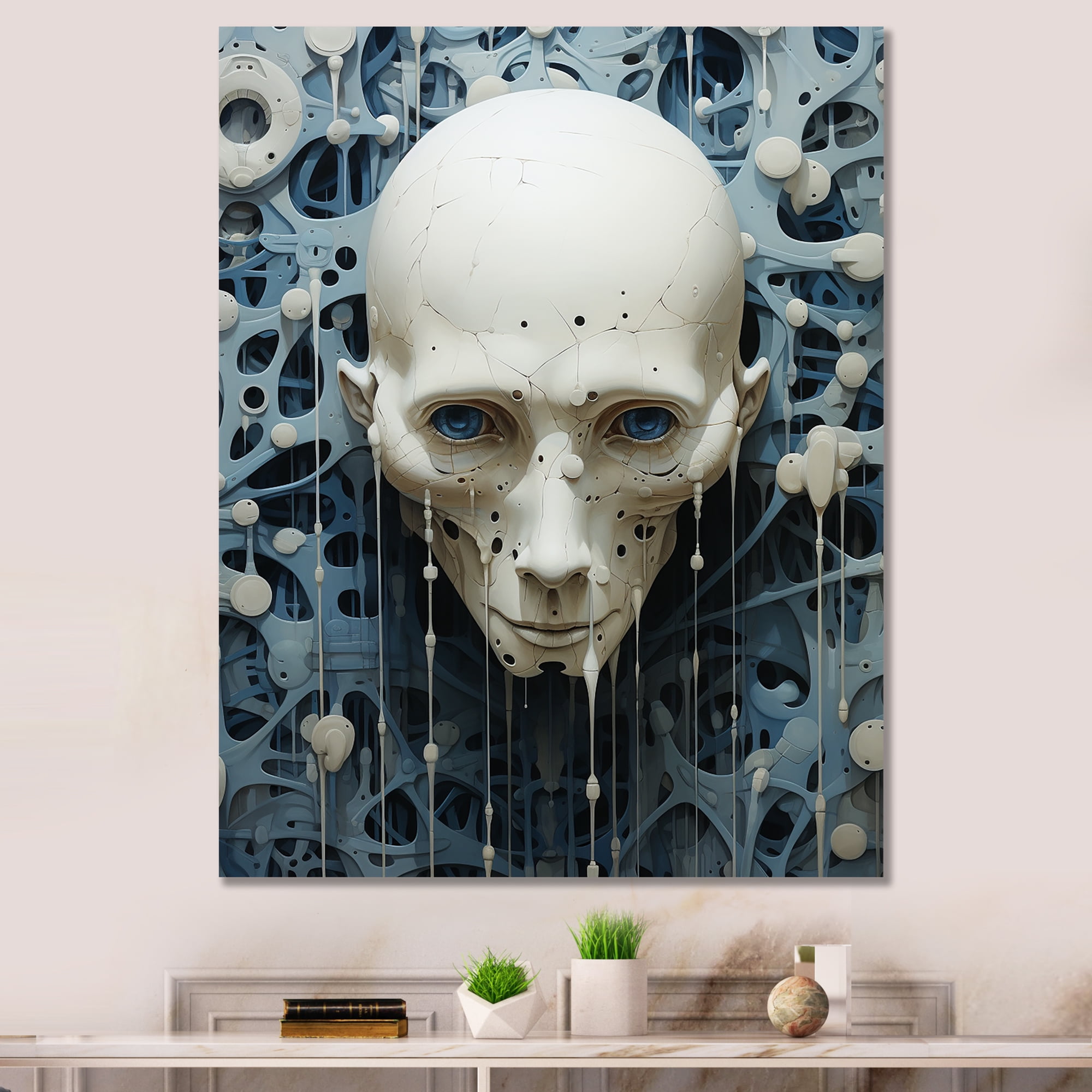 Designart "Minimalist Alien Skull Art" Aliens Wall Art Living Room ...