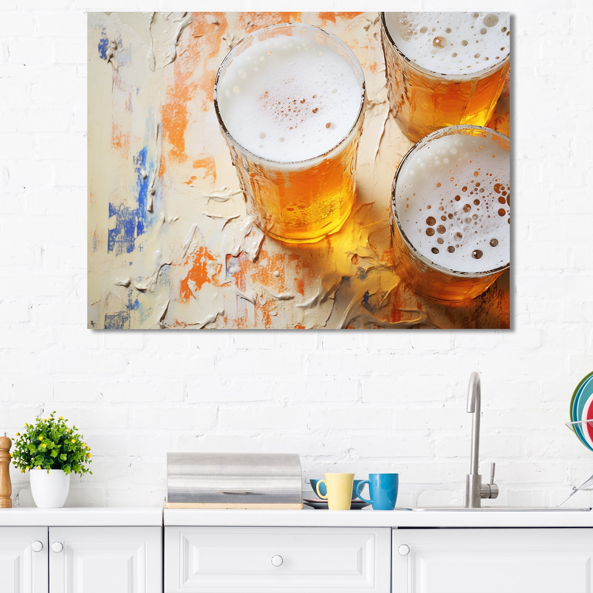 Designart "Minimalist Beer Glass Art" Beer Wall Art Living Room ...