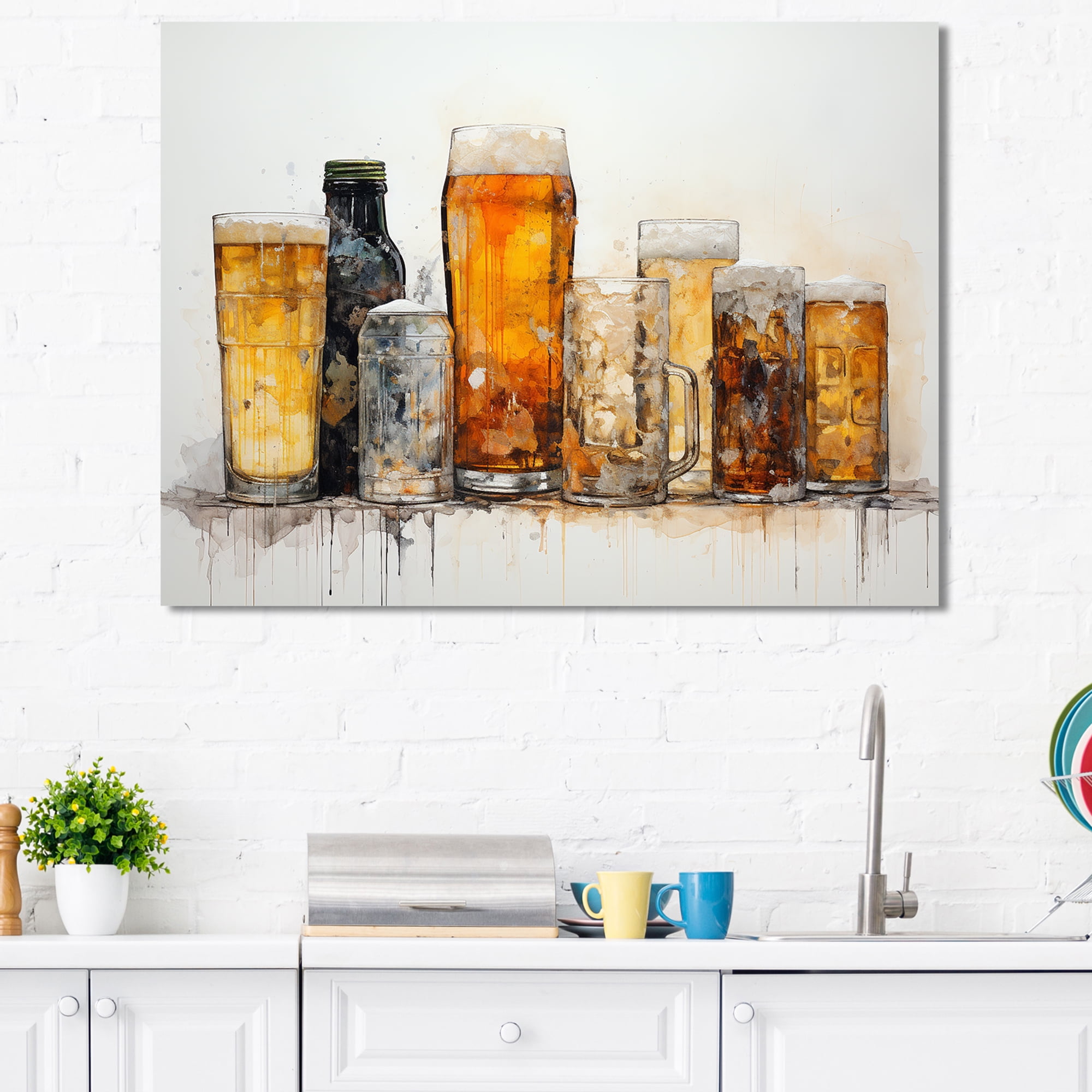 Designart "Minimalist Beer Hues In Orange And Grey I" Beer Wall Art ...