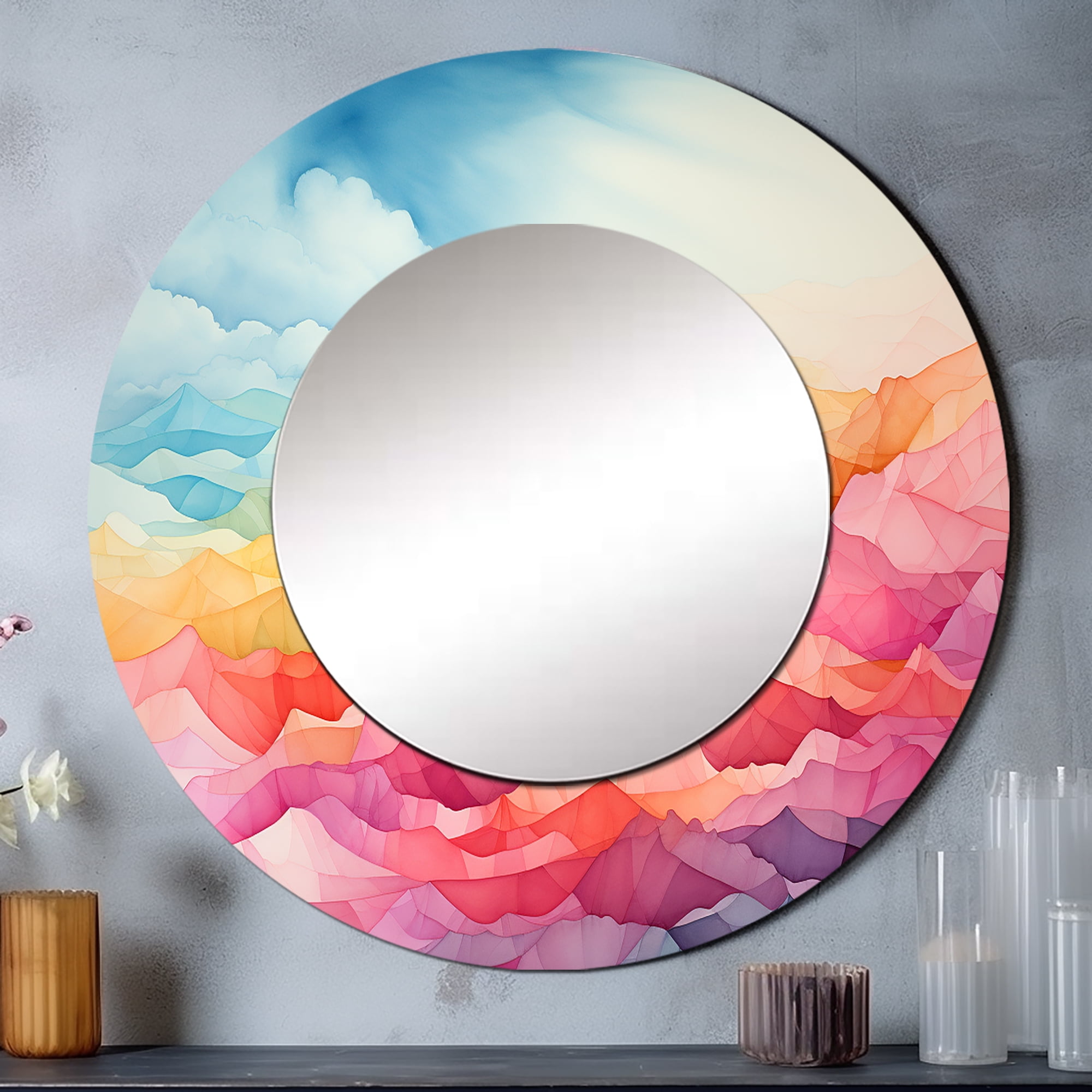Designart "Minimalist Charm Of Aurora Borealis" Aurora Borealis Rund ...