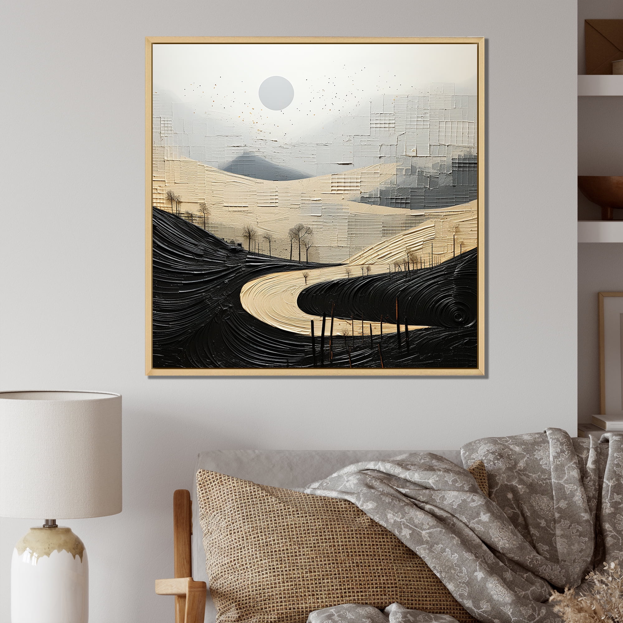 Designart "Minimalist Countryside In Black And White II" Countryside ...