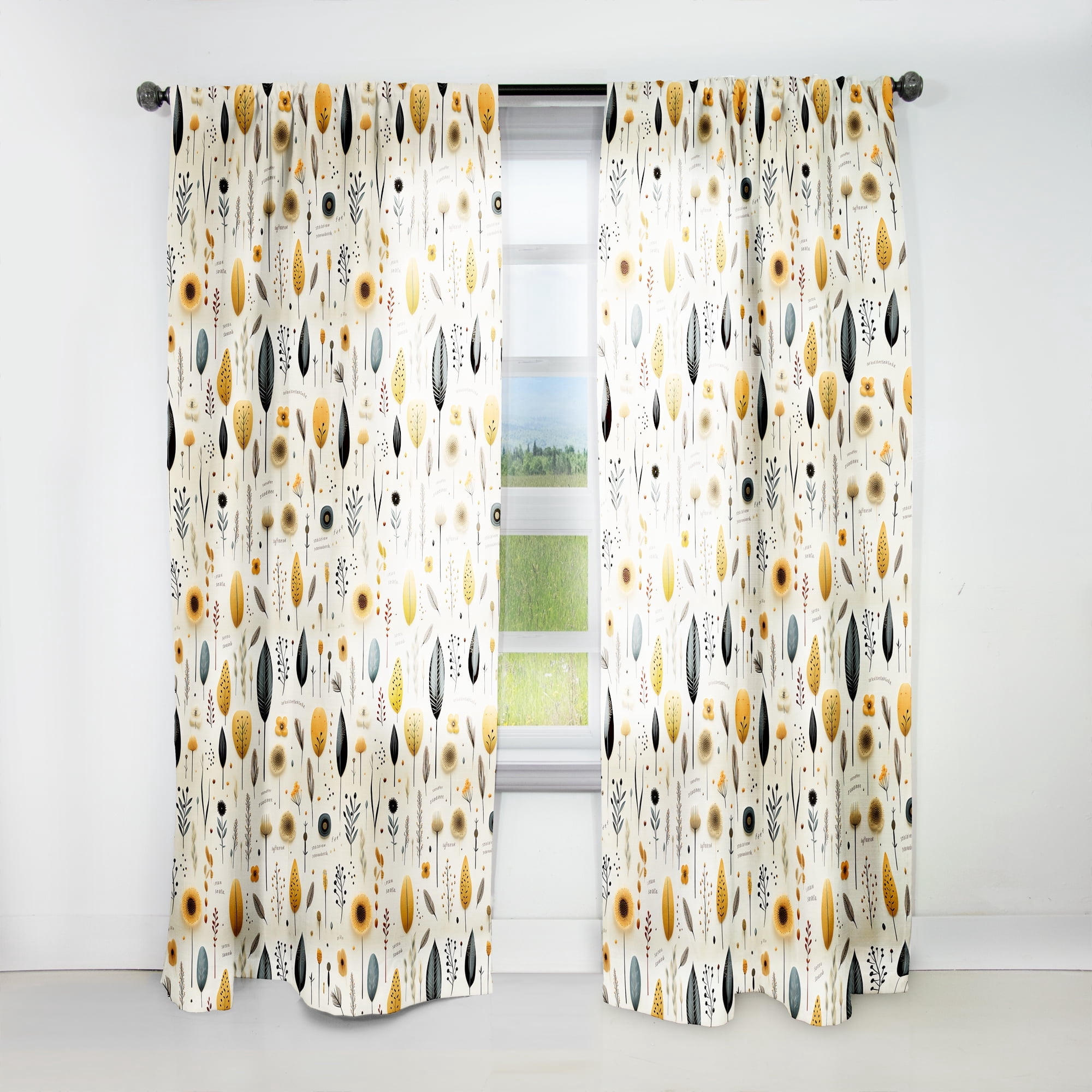 Designart "Minimalist Fern Serenity III" Fern Traditional Curtain ...