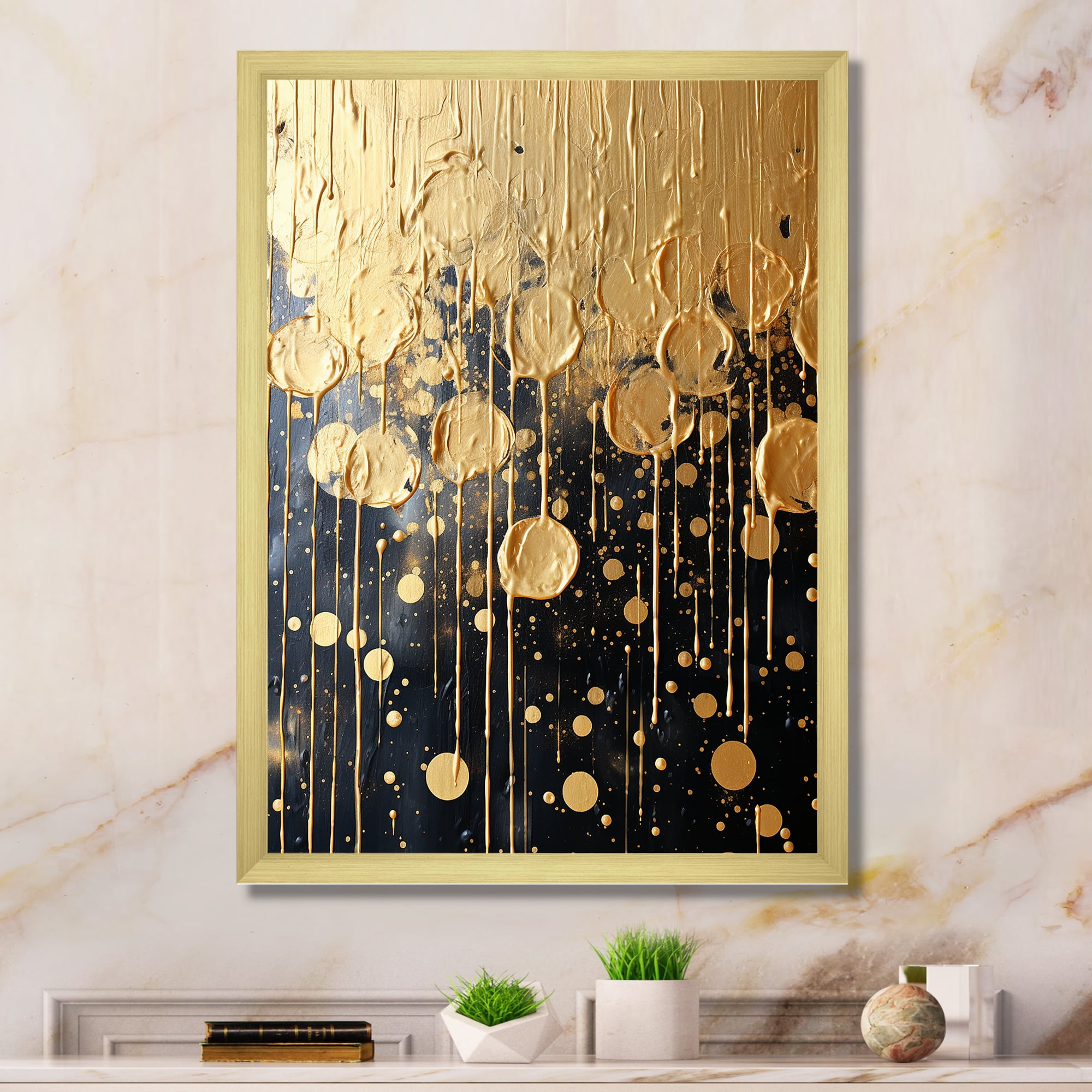 Designart "Minimalist Fossils Earth Tones" Fashion Framed Wall Art ...